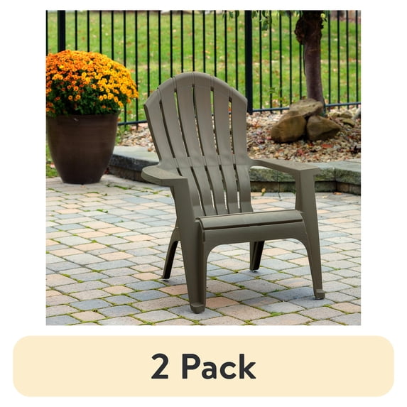 (2 pack) Real Comfort Outdoor Resin Stackable Adirondack Chair, Gray ...