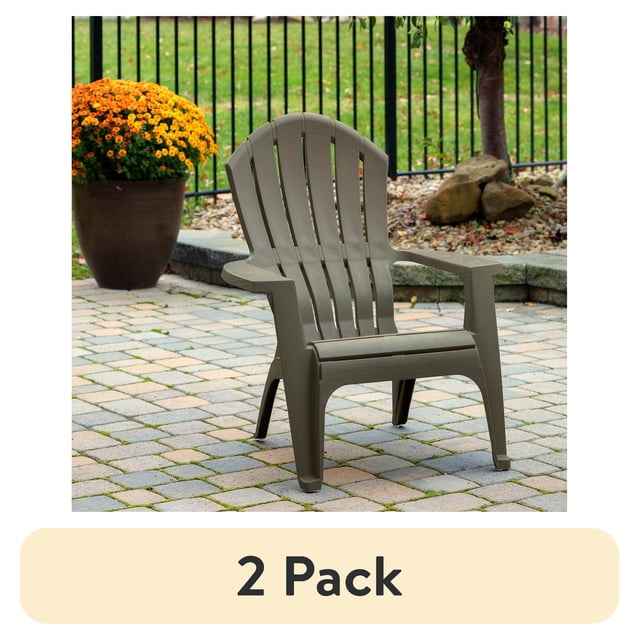 (2 pack) Real Comfort Outdoor Resin Stackable Adirondack Chair, Gray ...