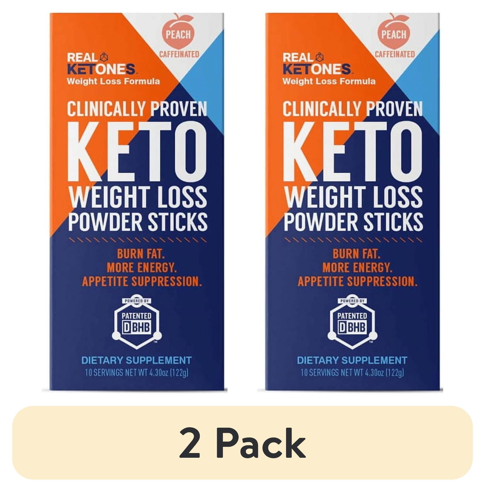 (2 pack) Real Ketones BHB - Peach with Caffeine, 10 Count - Walmart.com