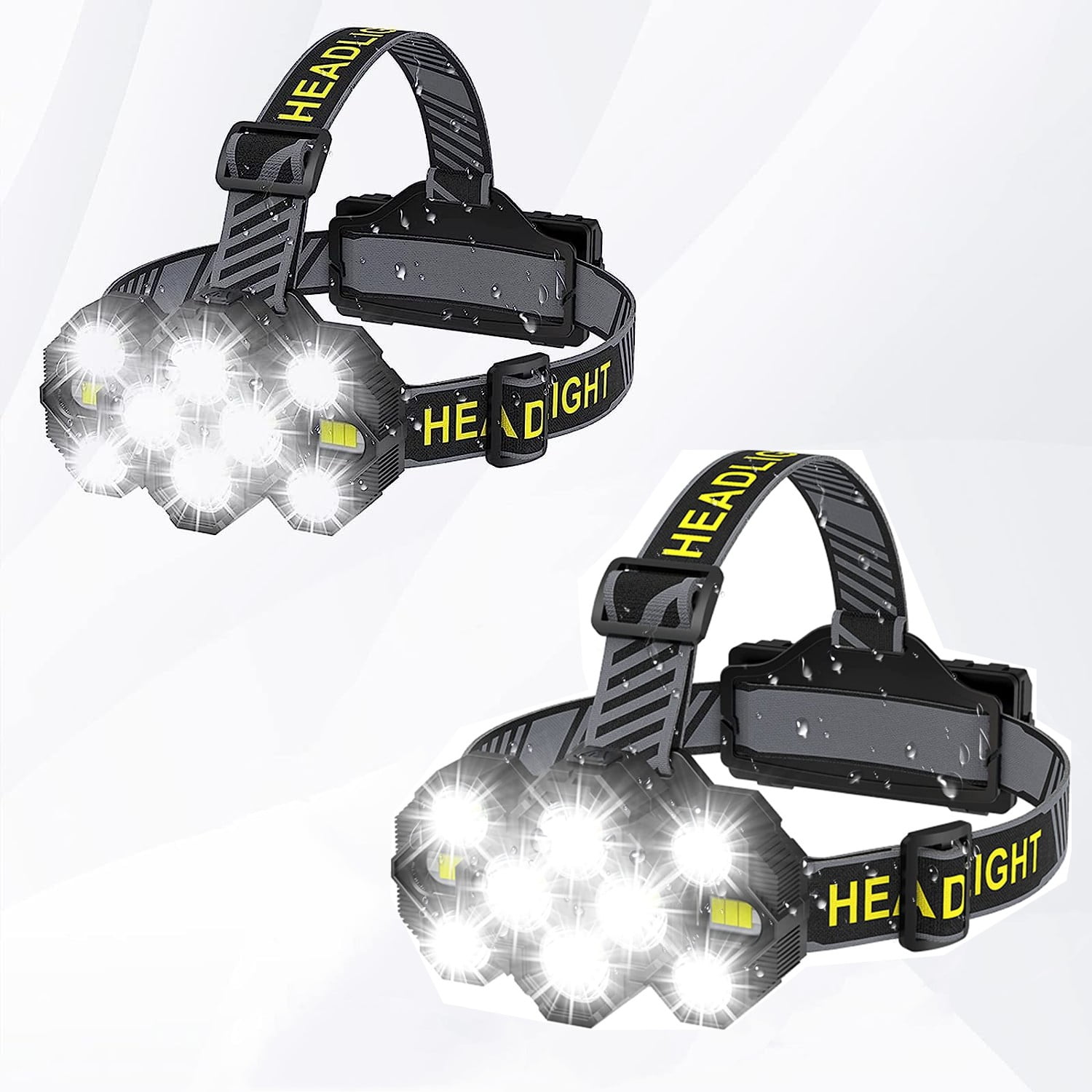 Fitfort Rechargeable LED Headlamp, 10 Modes, Motion Sensors, Type-C USB ...