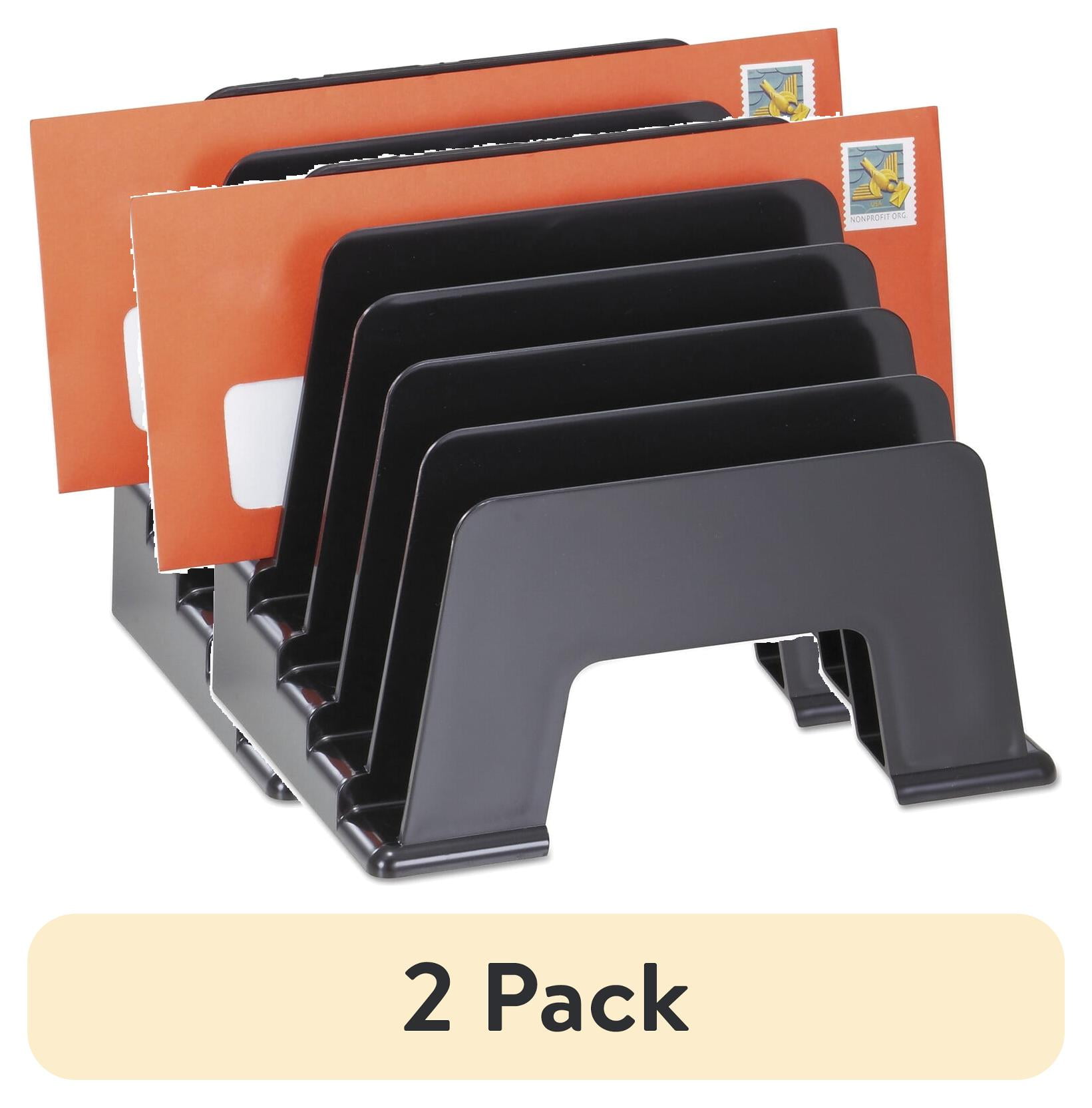 (2 pack) Incline Sorter Five Sections Plastic 8w x 5-1/2d x 6h Black ...