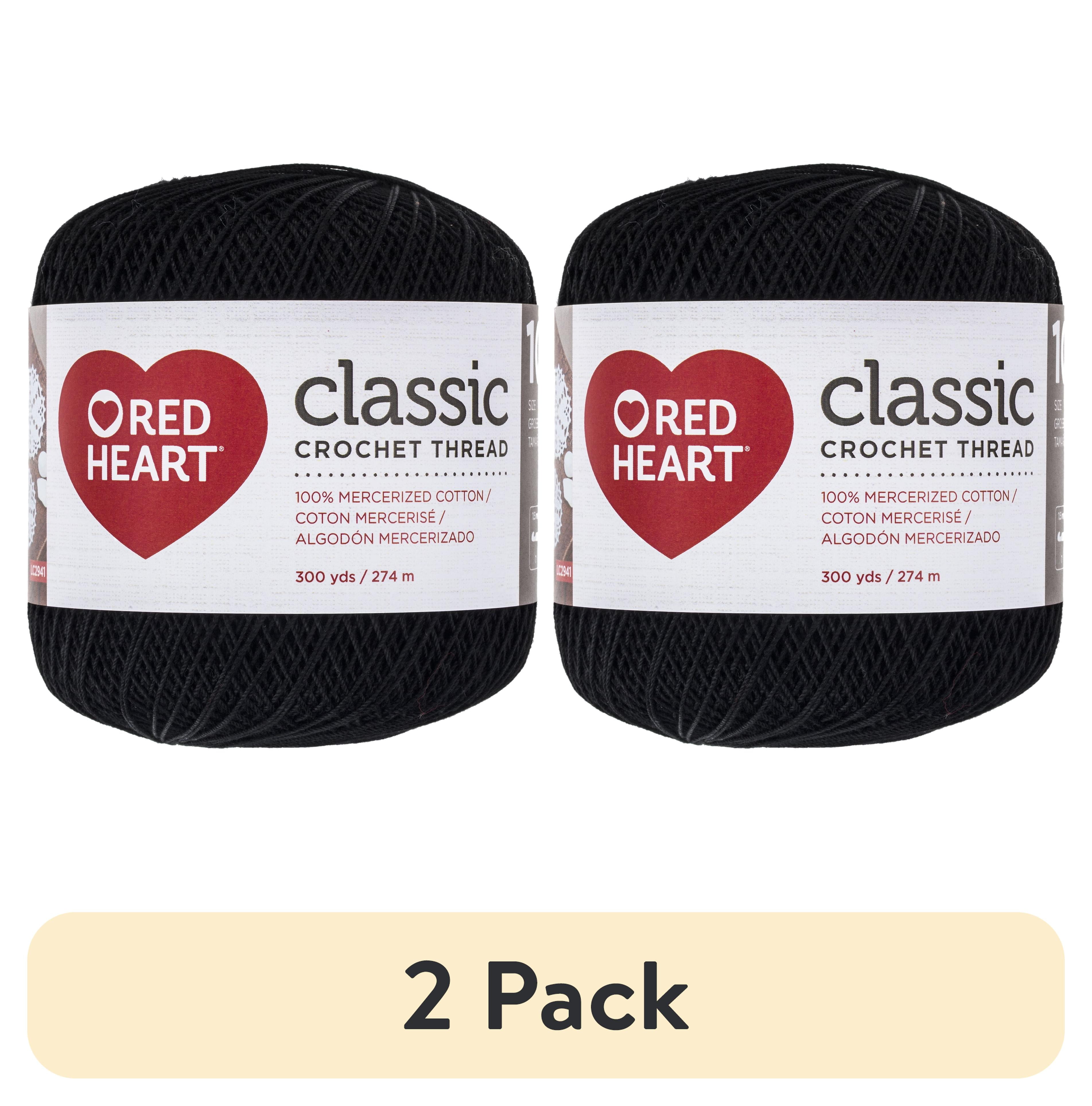 (2 pack) Red Heart Fashion Black Crochet Thread, 10 yd Size - Walmart.com