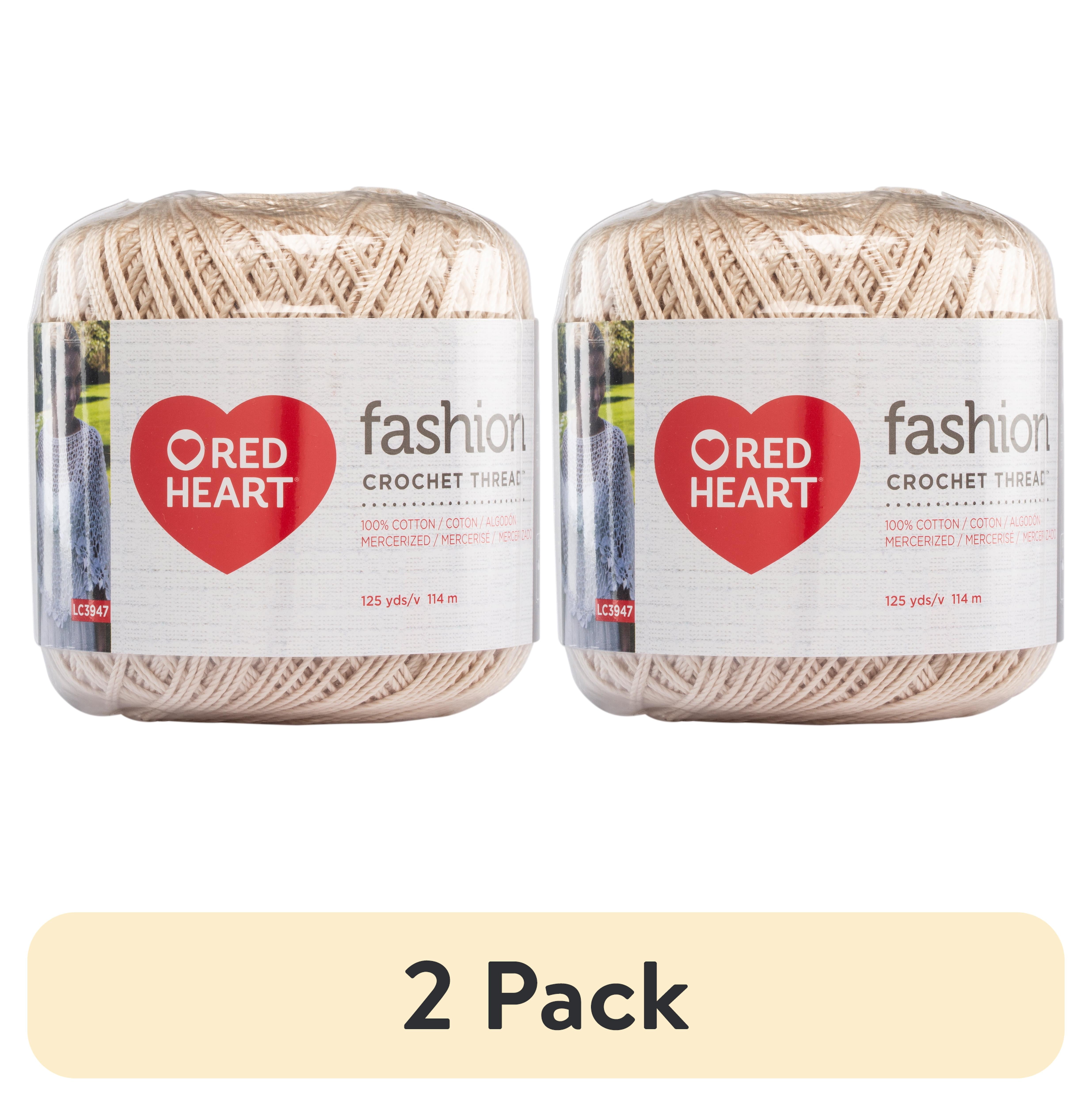 (2 pack) Red Heart Fashion Crochet Thread, Natural, 125 yds, Size 3 ...