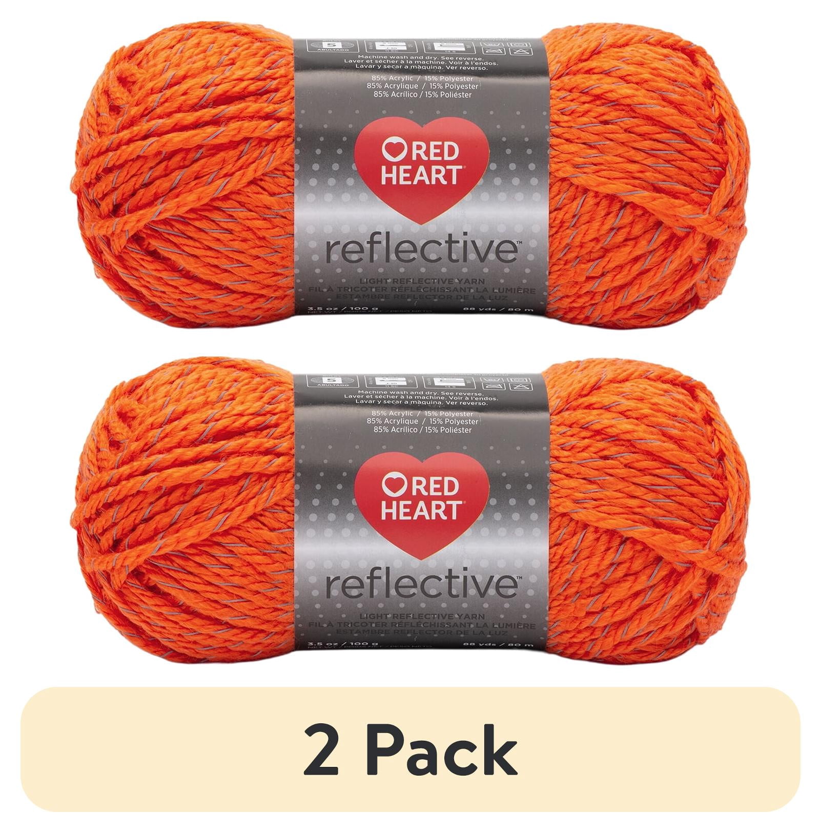 (2 pack) Red Heart Reflective Yarn, Neon Orange, 3.5oz(100g), Bulky ...