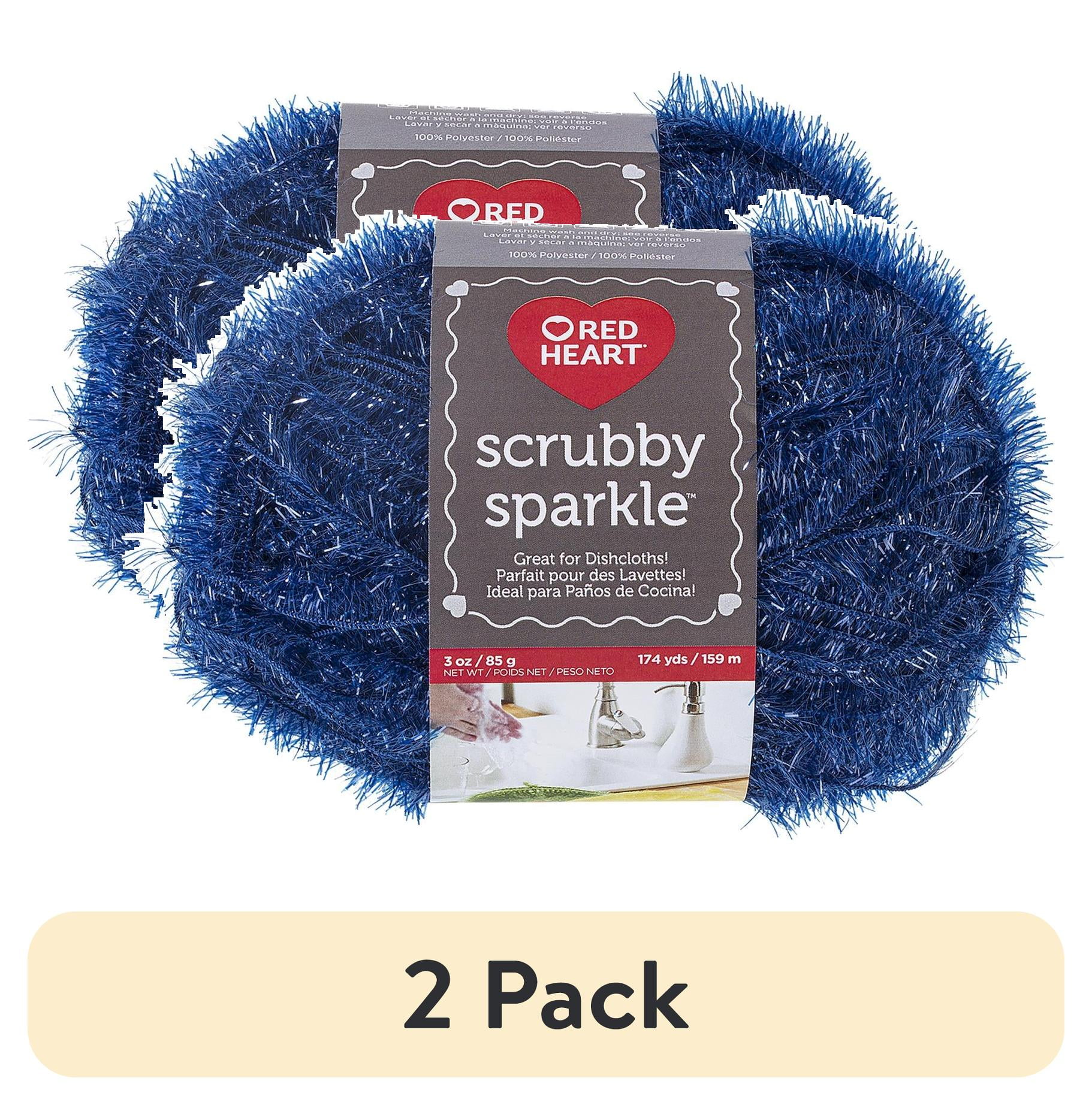 (2 pack) Red Heart® Scrubby Sparkle™ 4 Worsted (Medium) Polyester Yarn ...