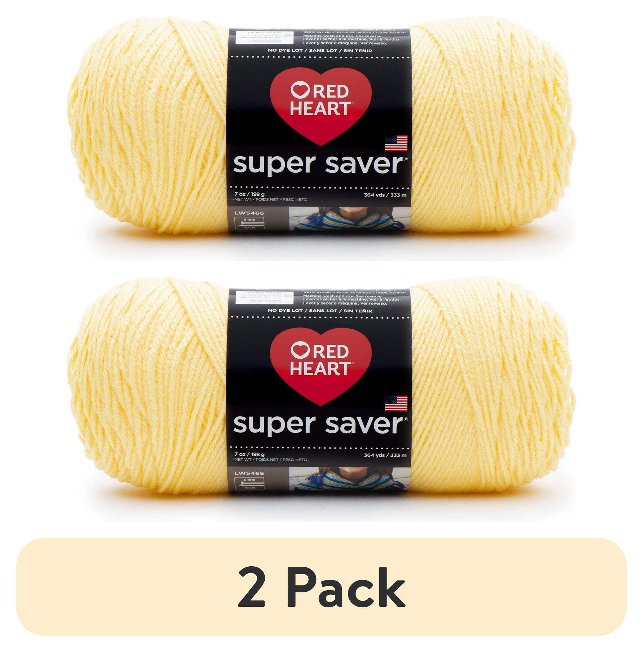 (2 pack) Red Heart® Super Saver® 4 Medium Acrylic Yarn, Lemon 7oz/198g ...