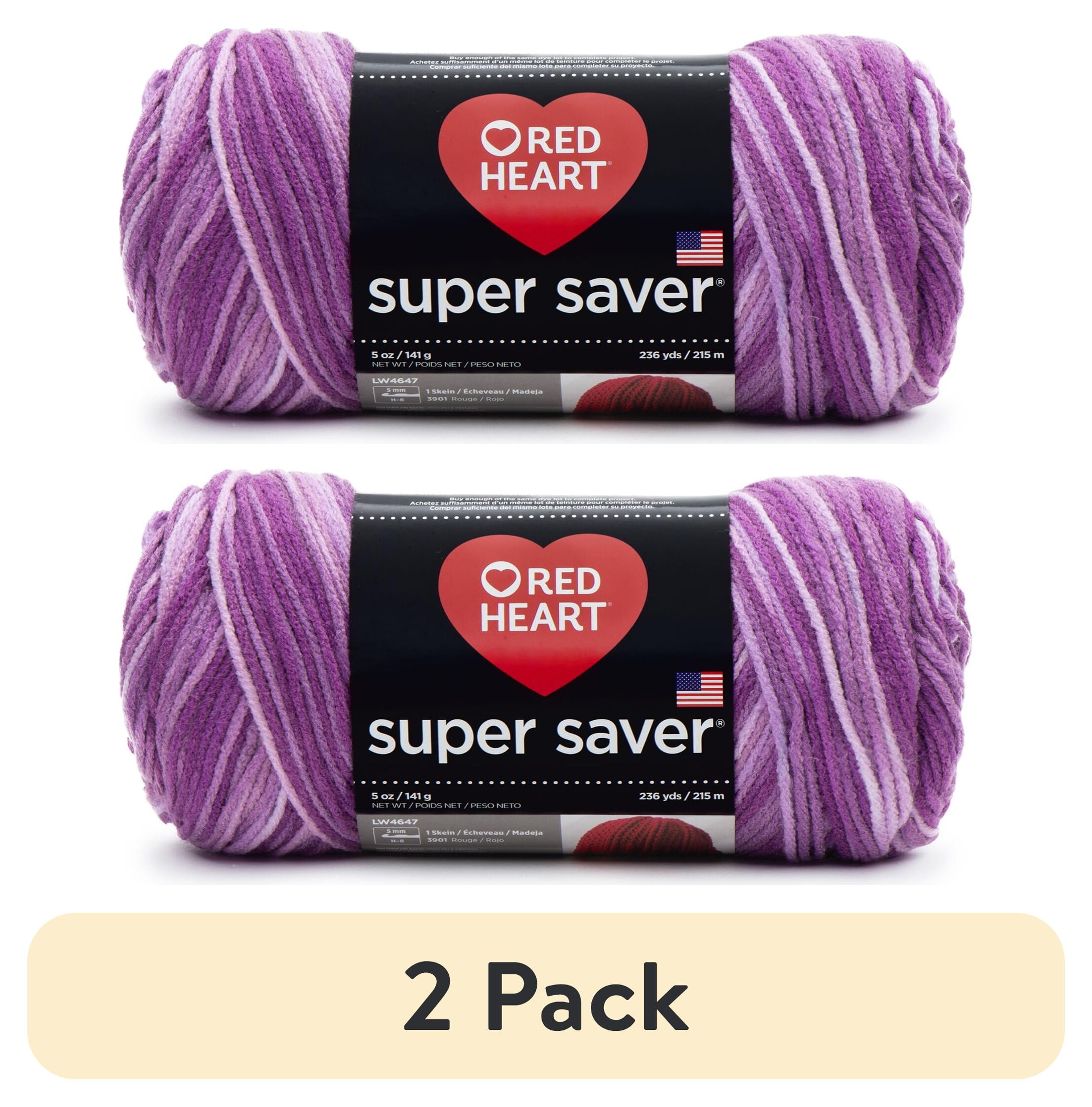 (2 pack) Red Heart® Super Saver™ #4 Worsted Acrylic Yarn, Purple tones ...