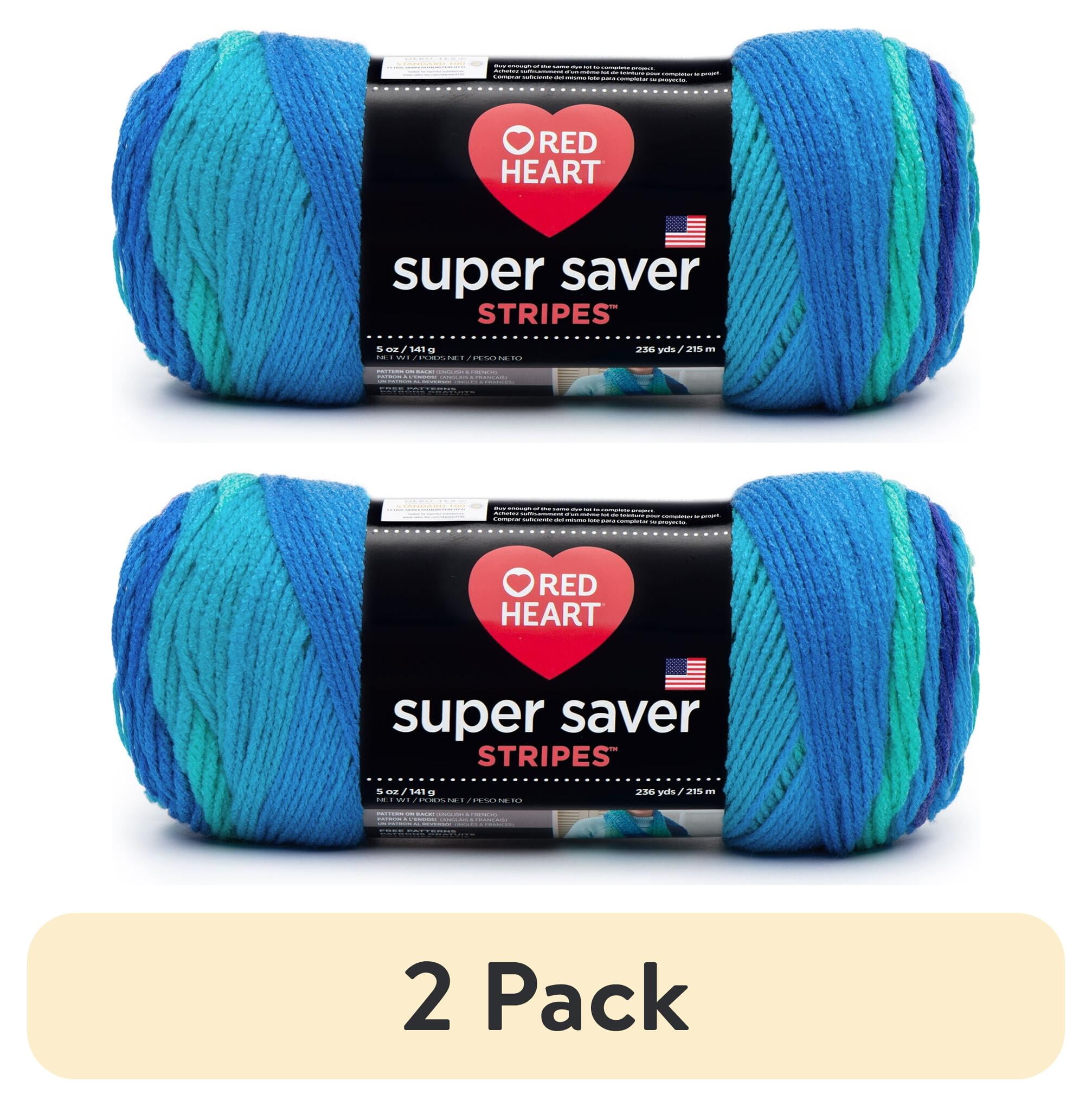 (2 pack) Red Heart® Super Saver™ #4 Worsted Acrylic Yarn, Coolstripe 5oz/142g 236yd - Walmart.com