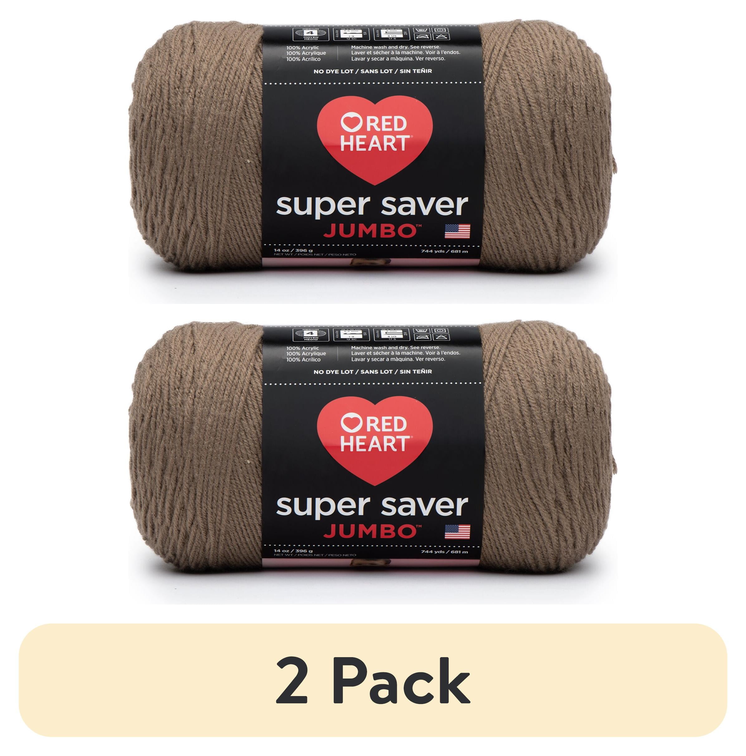 (2 pack) Red Heart® Super Saver® Jumbo #4 Medium Acrylic Yarn, Cafe ...