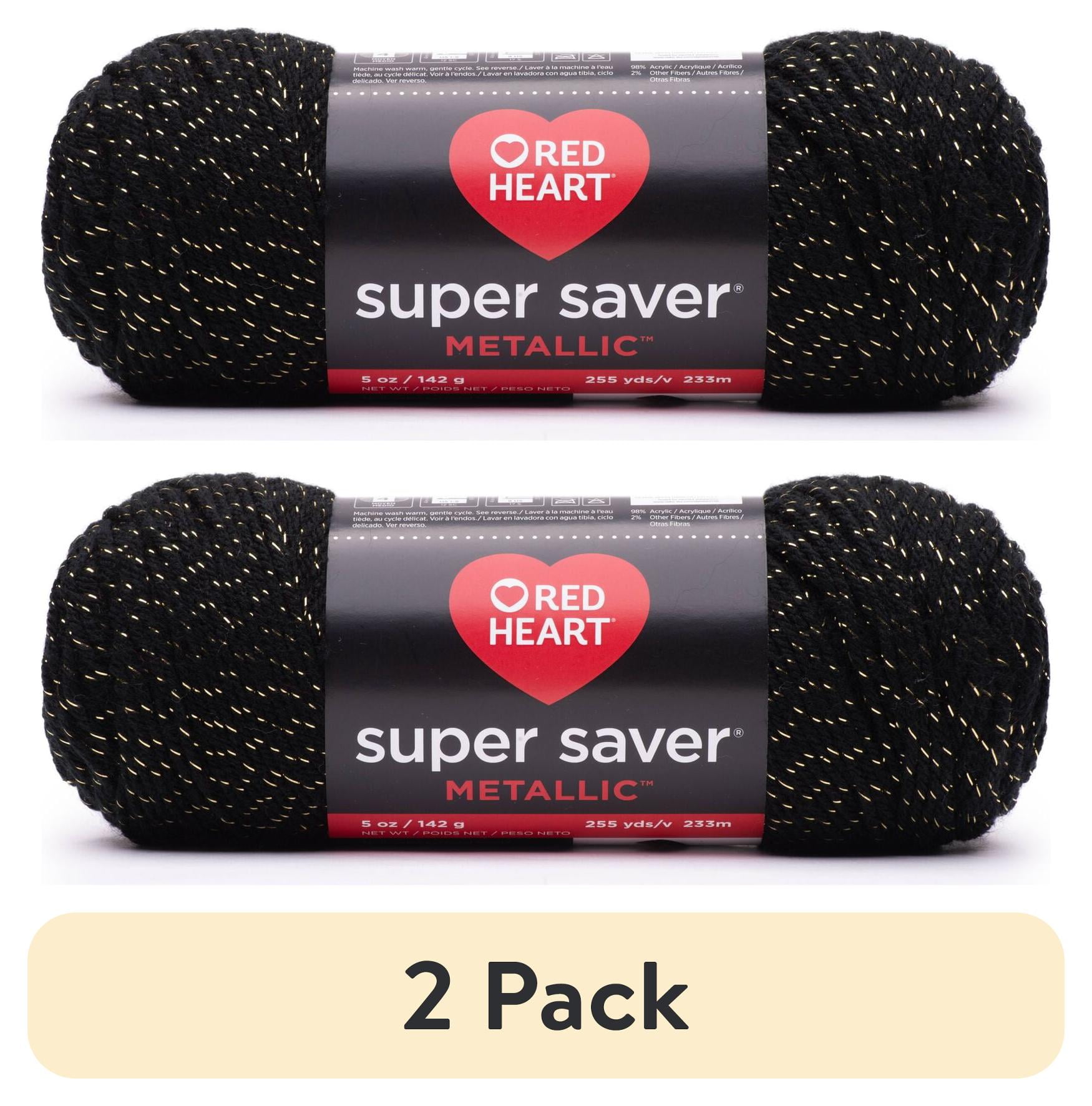 (2 pack) Red Heart Super Saver MetallicYarn,Black/Gold,5oz(142g),Medium ...