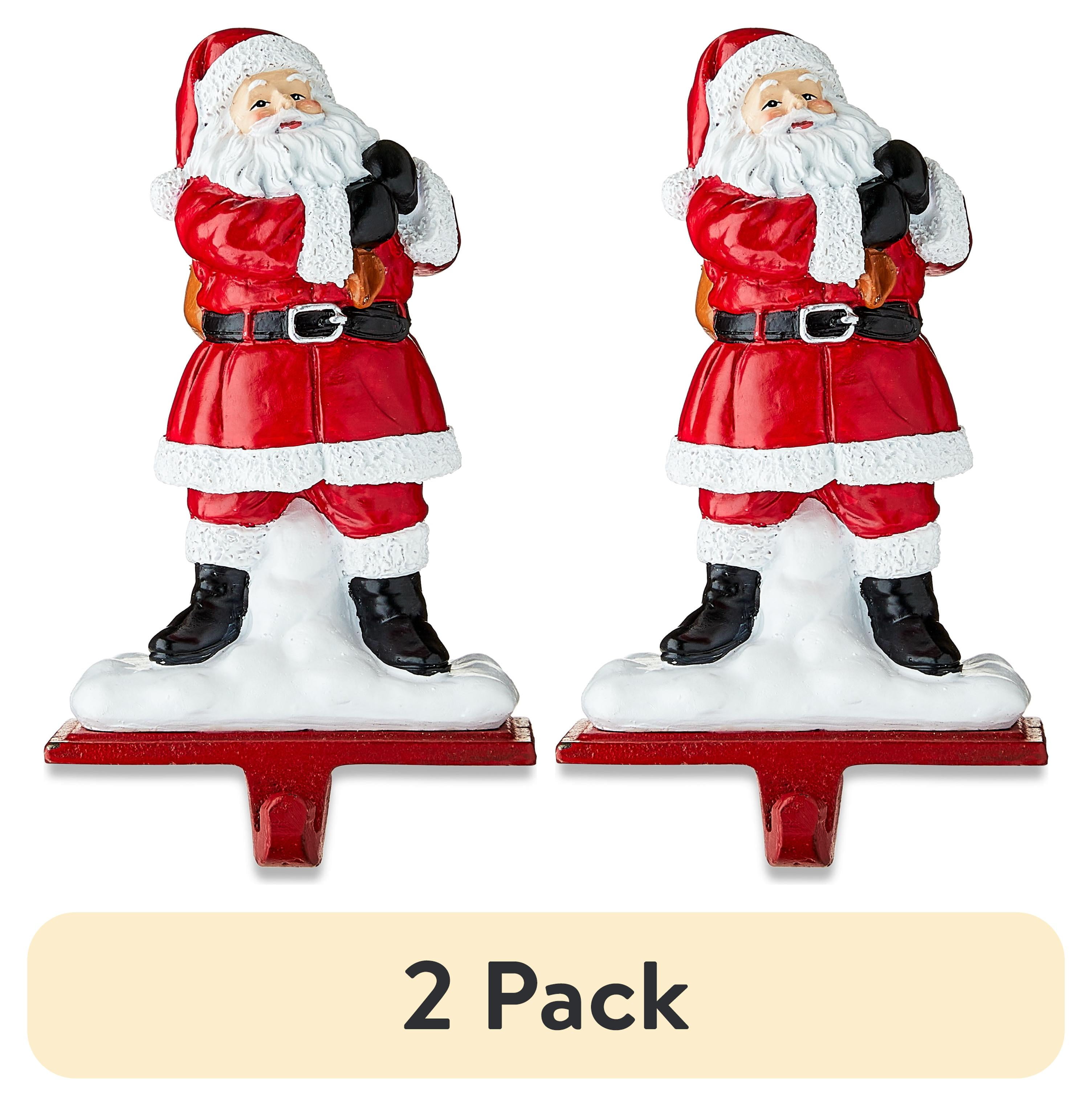 (2 pack) Red & White Santa with Gift Bag Christmas Stocking Holder, 7.5 ...