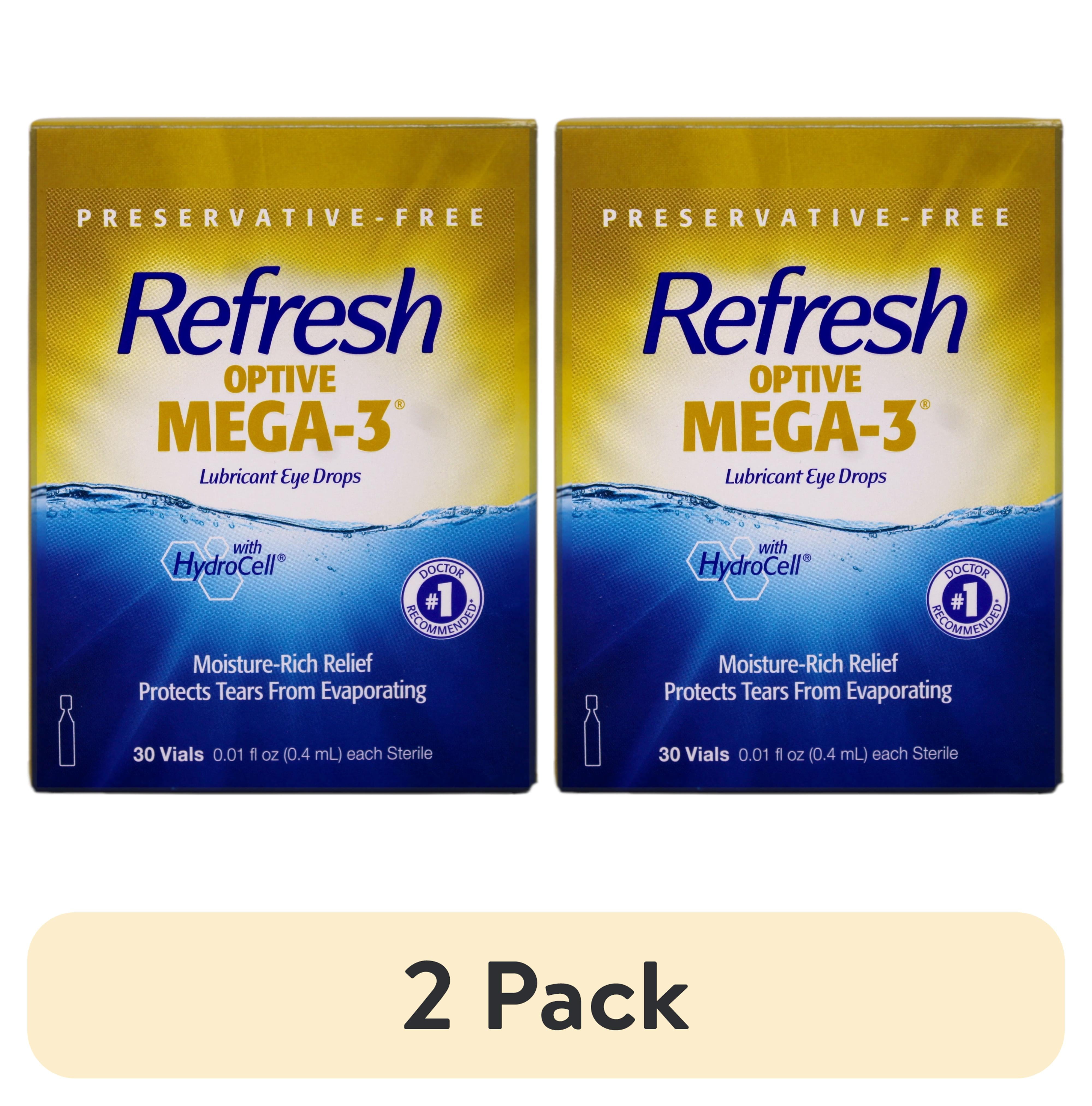 (2 pack) Refresh Optive Mega-3 Lubricant Eye Drops, 0.01 fl oz (0.4ml ...
