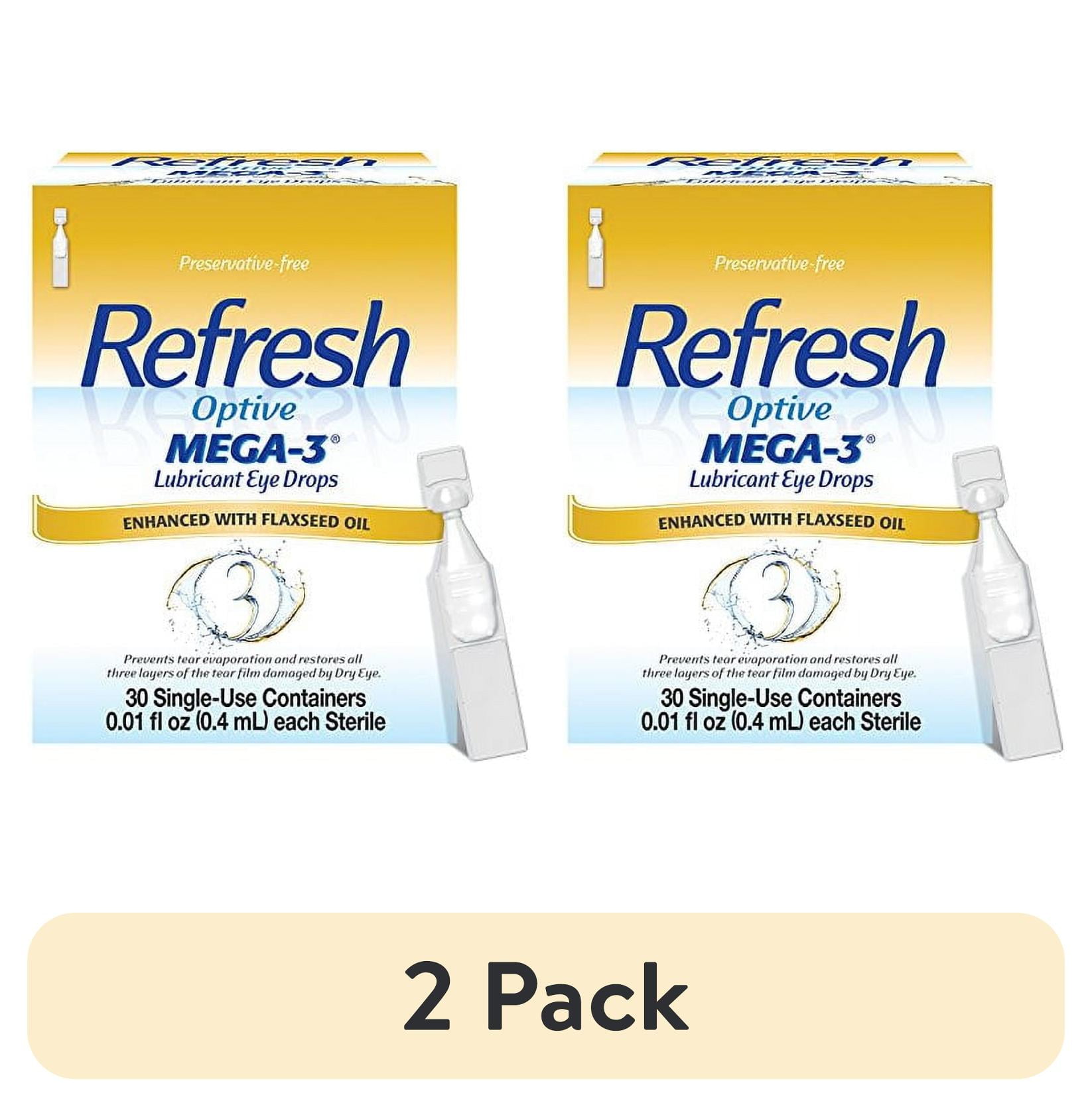 (2 pack) Refresh Optive Mega-3 Lubricant Eye Drops, Preservative-Free ...