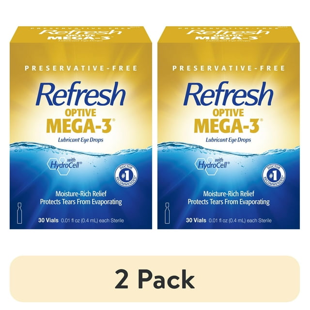 (2 pack) Refresh Optive Mega-3 Lubricant Eye Drops Preservative-Free ...