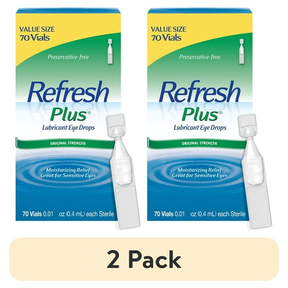 (2 pack) Refresh Plus Lubricant Eye Drops Preservative-Free Artificial ...