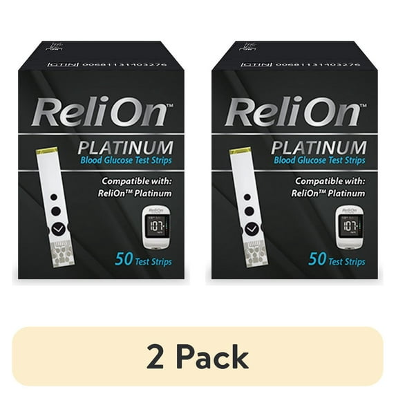 (2 pack) ReliOn Platinum Blood Glucose Test Strips, 50 Count - Walmart.com