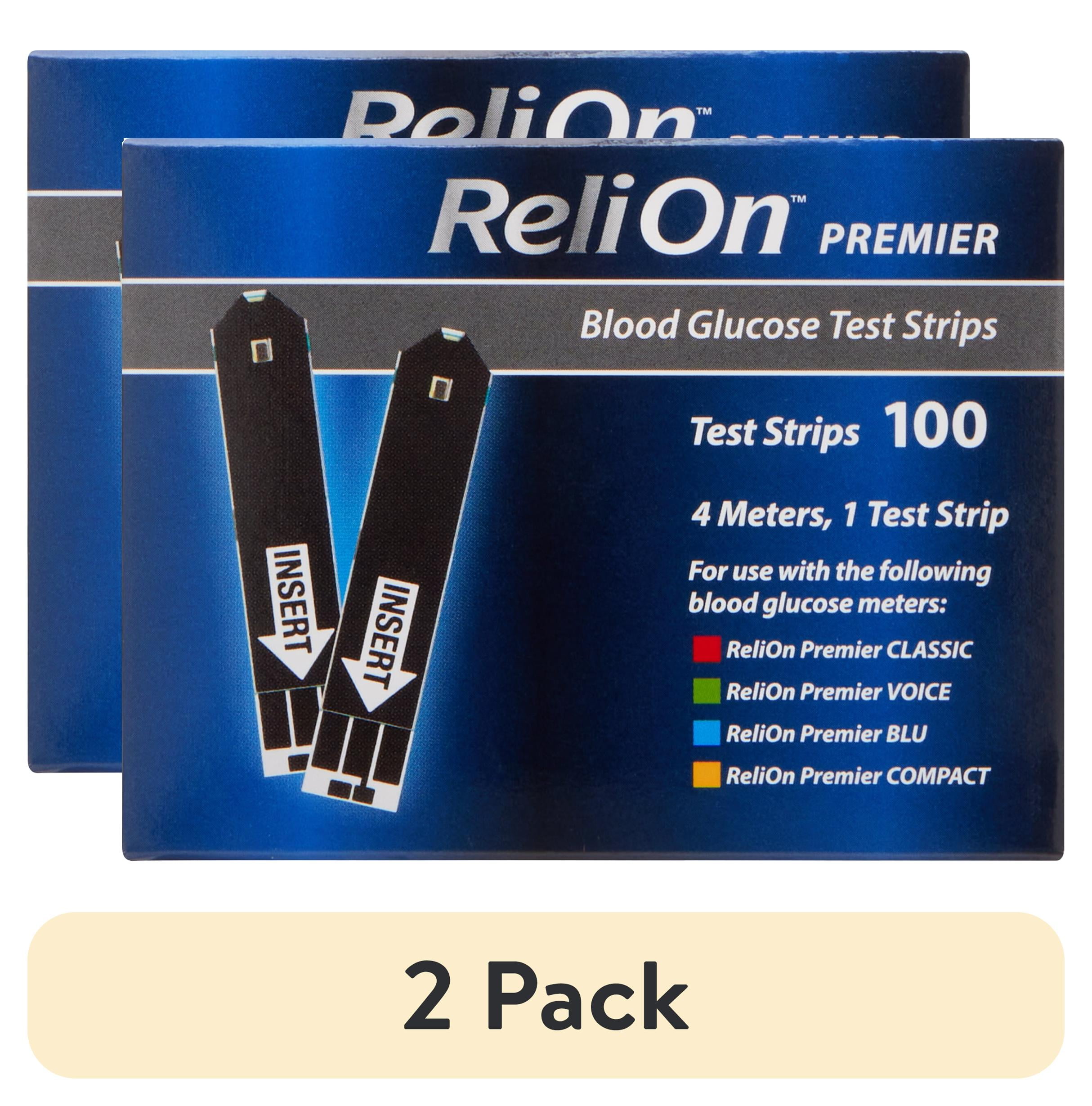 (2 pack) ReliOn Premier Blood Glucose Test Strips, 100 Count - Walmart.com