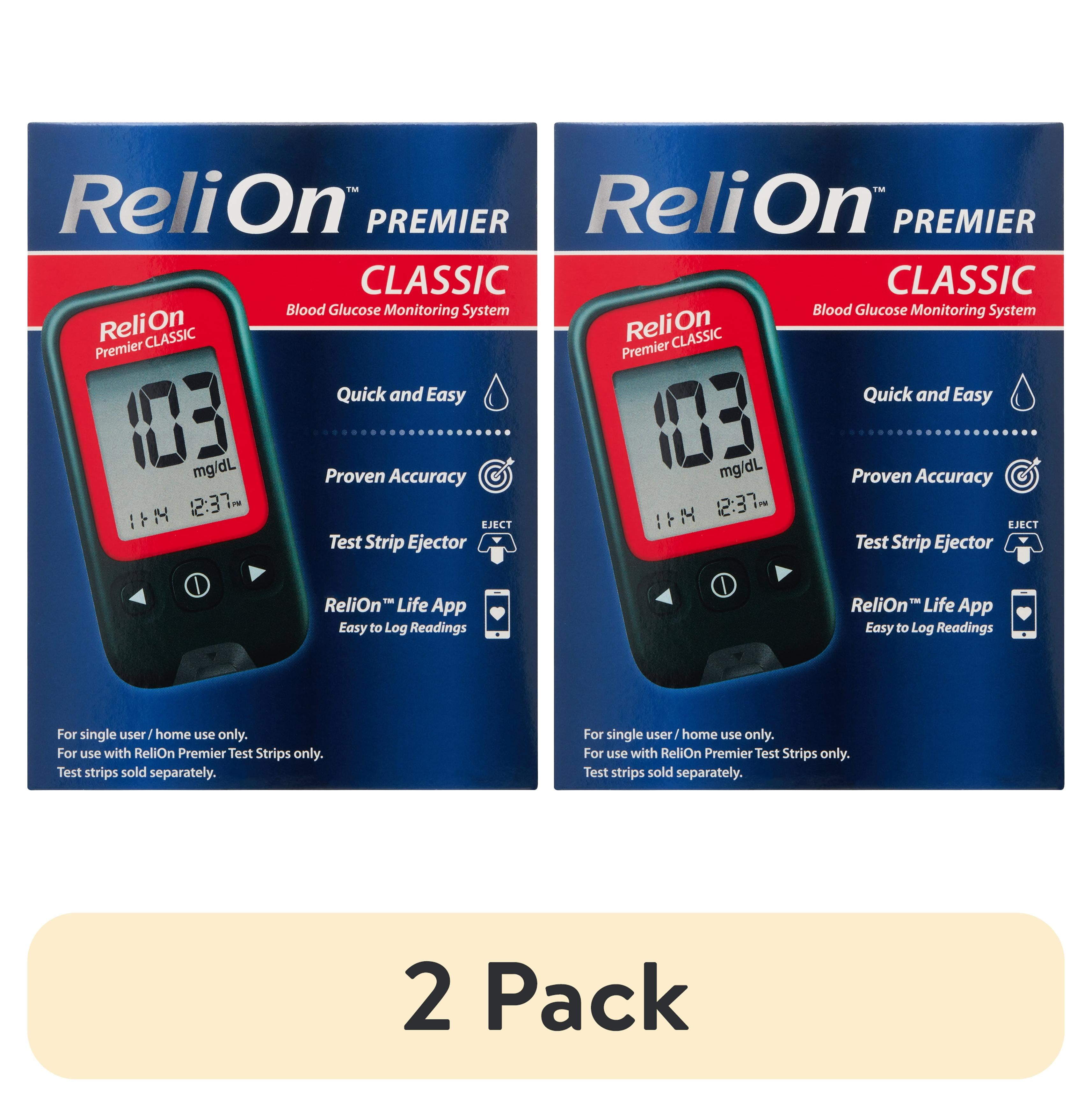 (2 pack) ReliOn Premier Classic Blood Glucose Monitoring System ...