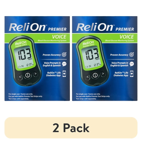 (2 pack) ReliOn Premier VOICE Blood Glucose Monitoring System - Walmart.com
