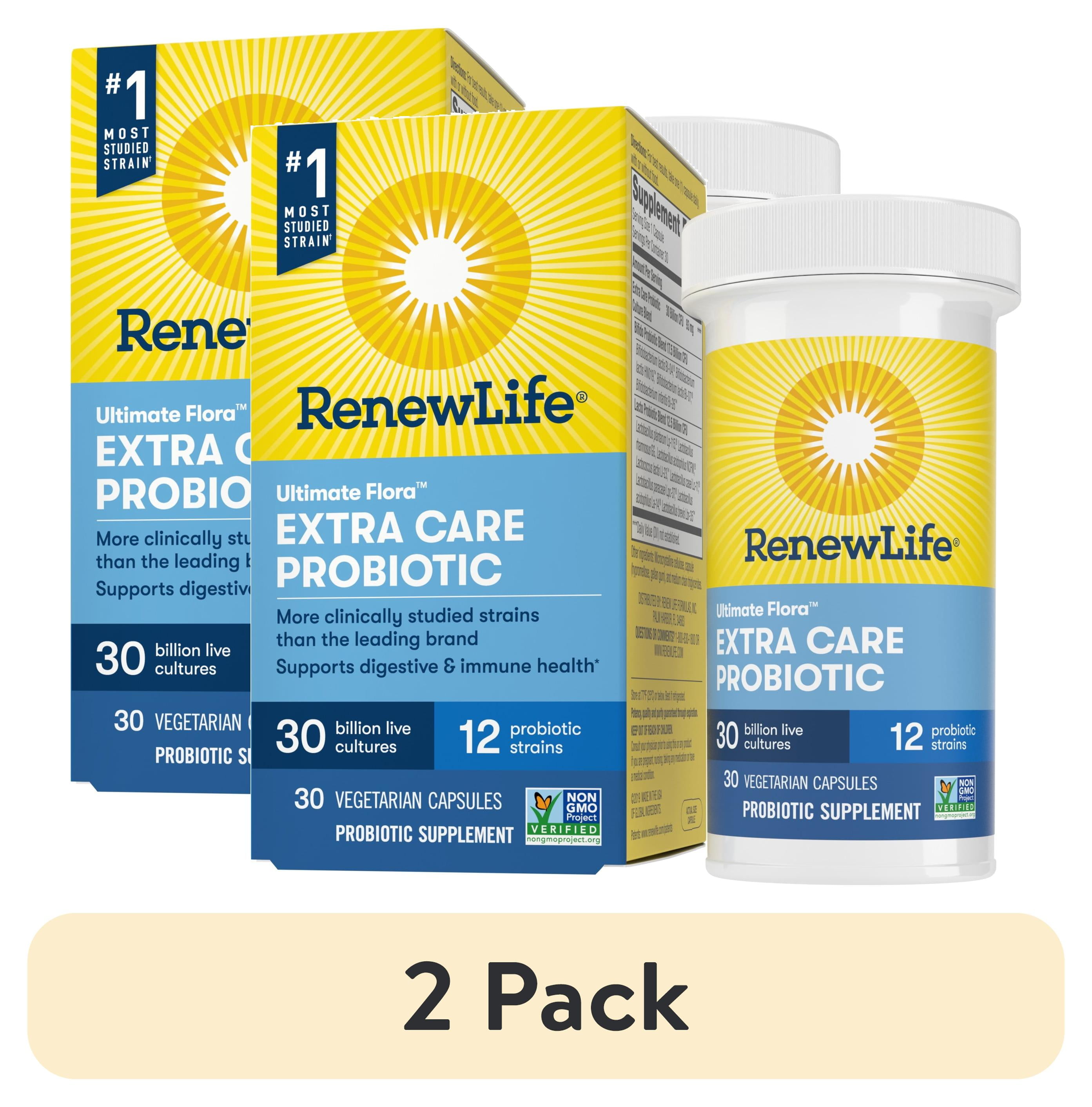 (2 pack) Renew Life Extra Care Digestive Adult Probiotic, Unisex, 30 ...