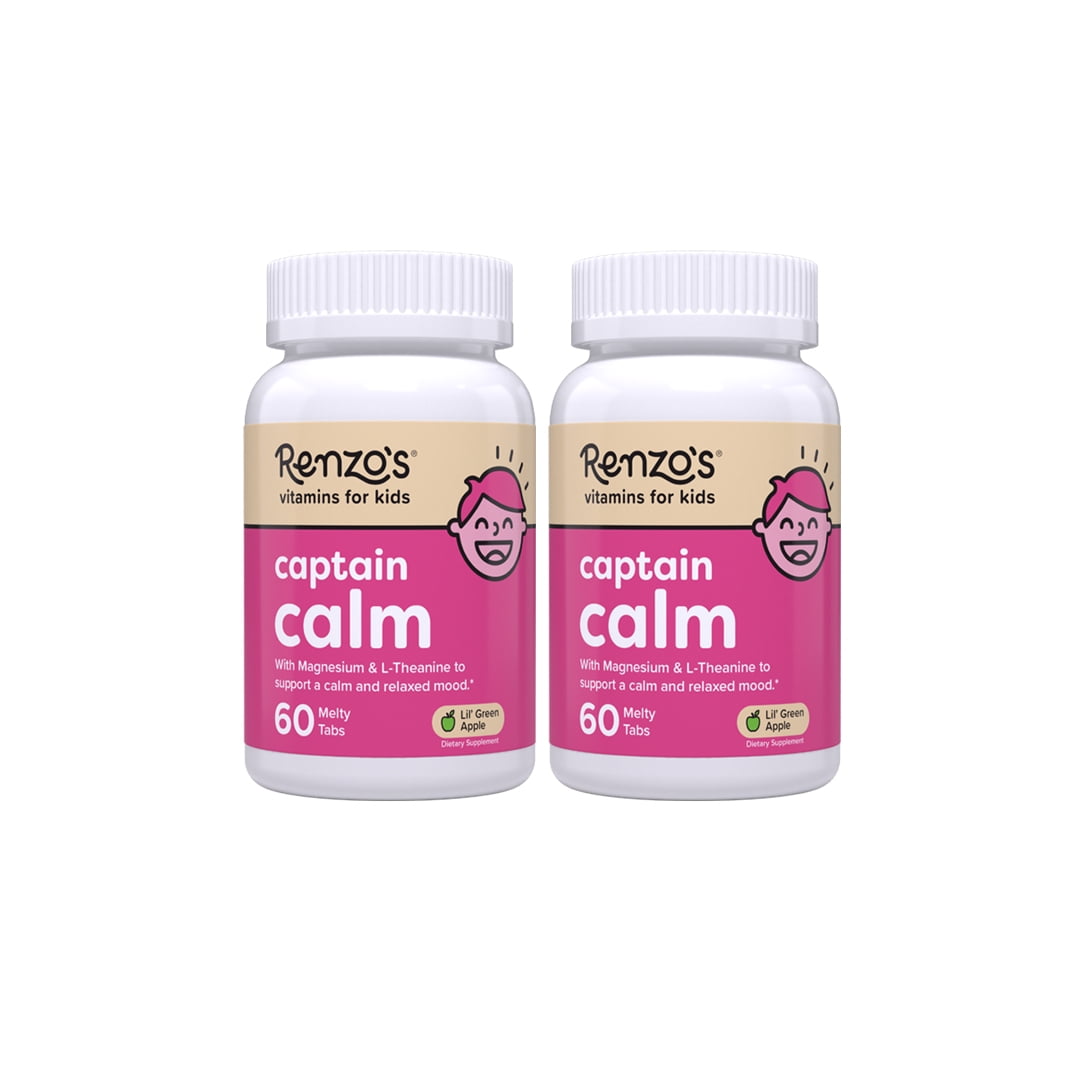 (2 pack) Renzo’s Captain Calm Magnesium for Kids with L-Theanine, Sugar ...