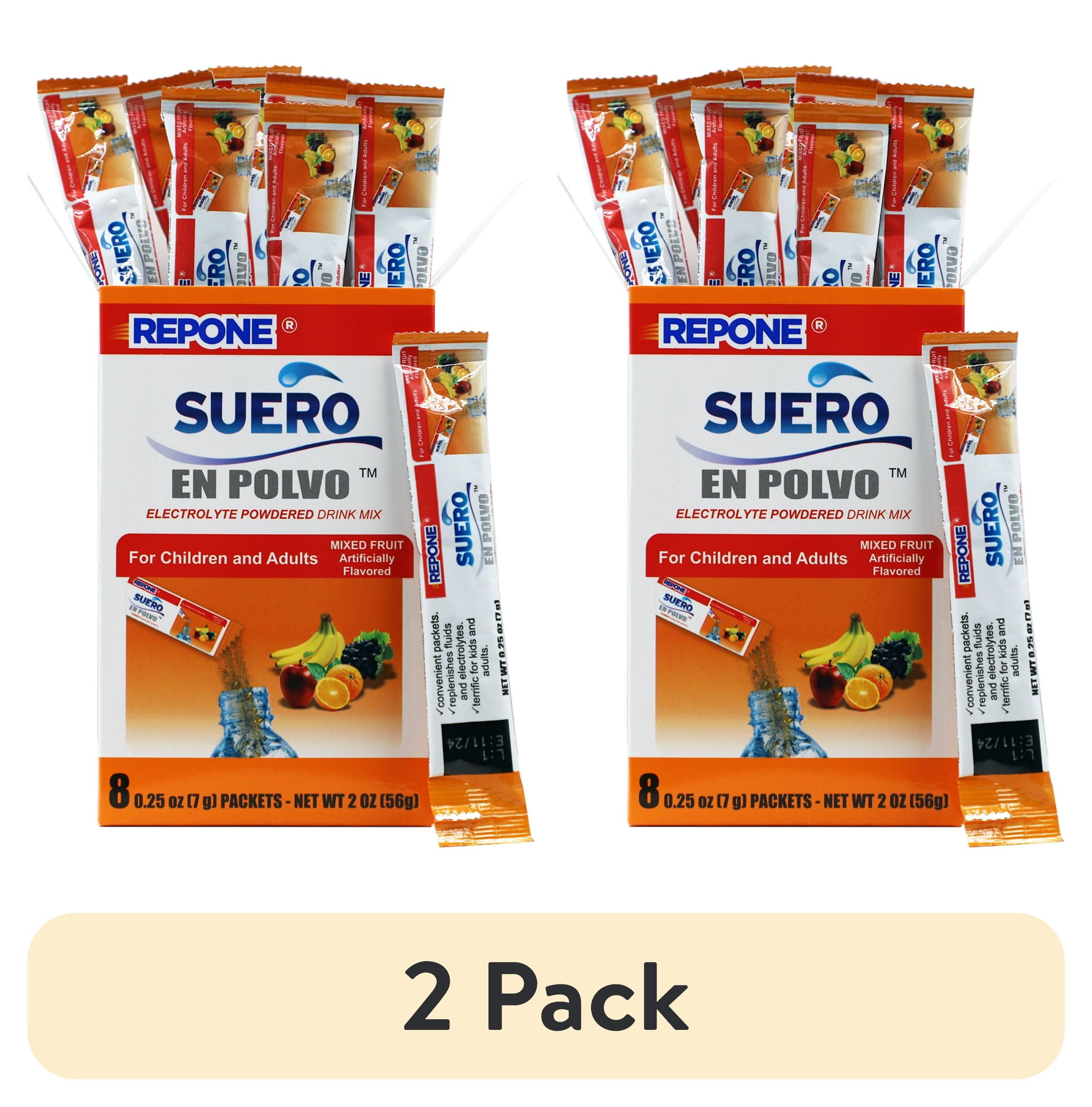 (2 pack) Repone Suero Electrolyte Powder Packets, Fruit Flavor ...