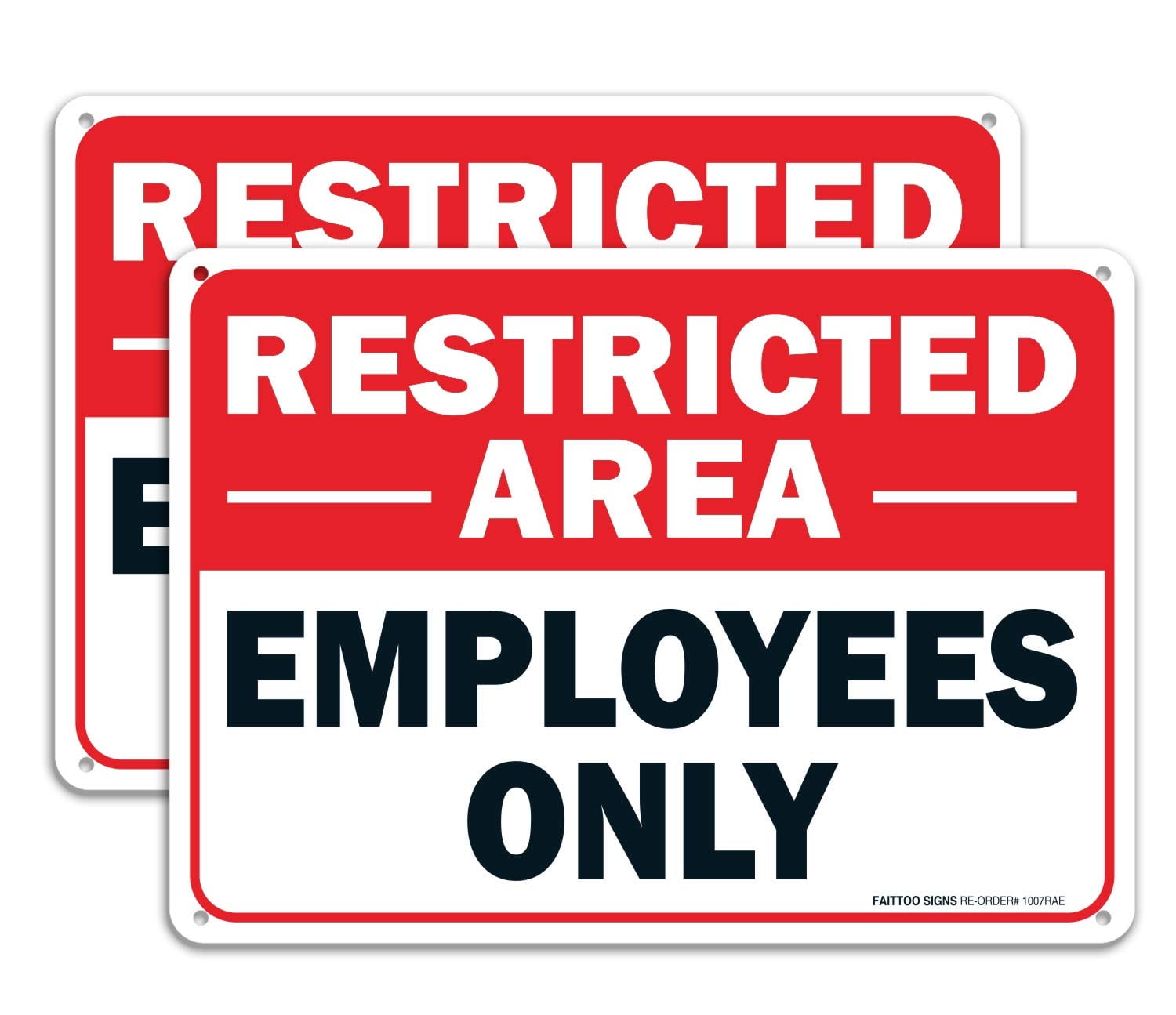 (2 pack) Restricted Area Employees Only Sign, Rust Free, Weather ...