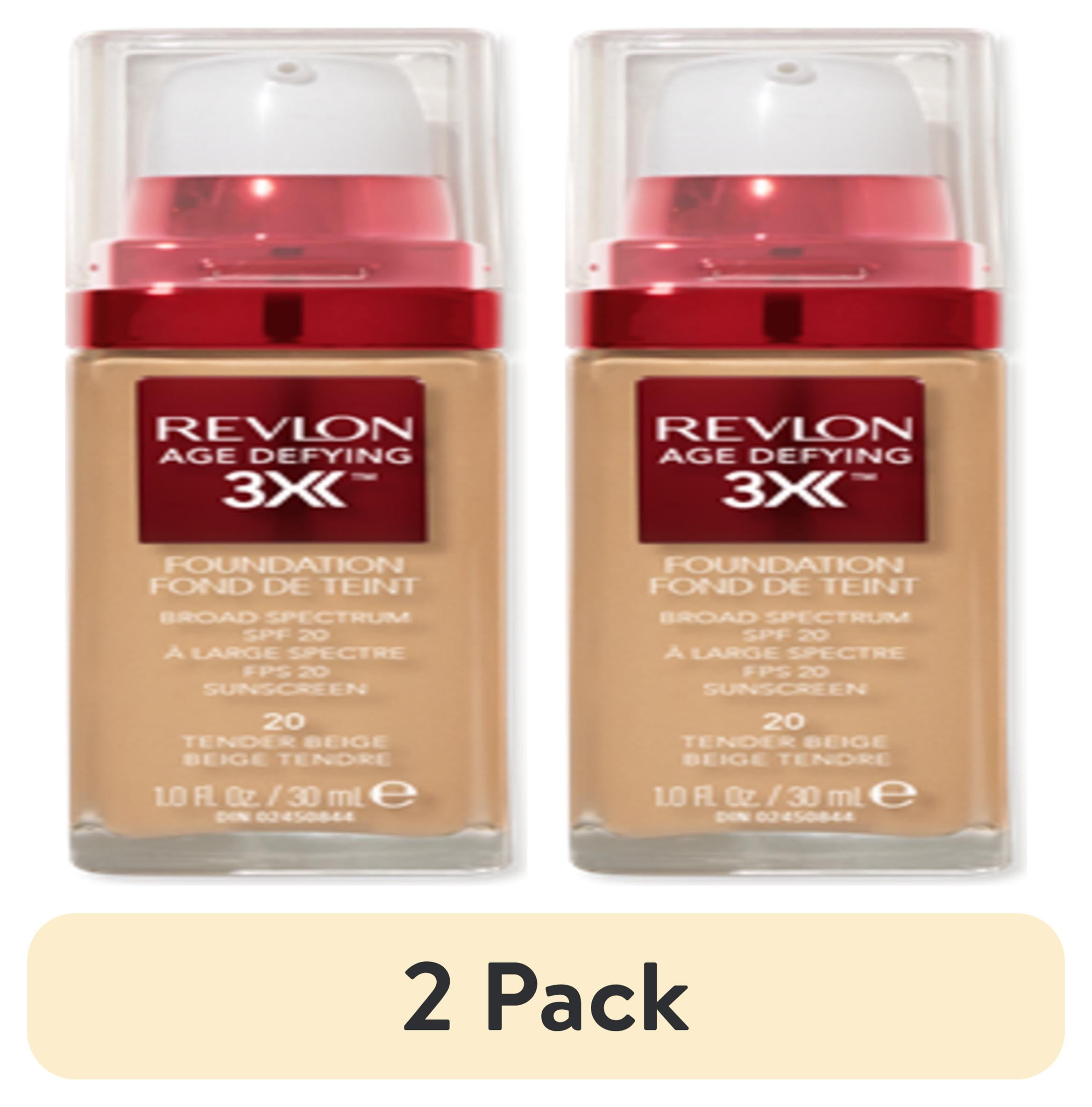 (2 pack) Revlon Age Defying 3X Cream Foundation Makeup, SPF 20, Tender ...