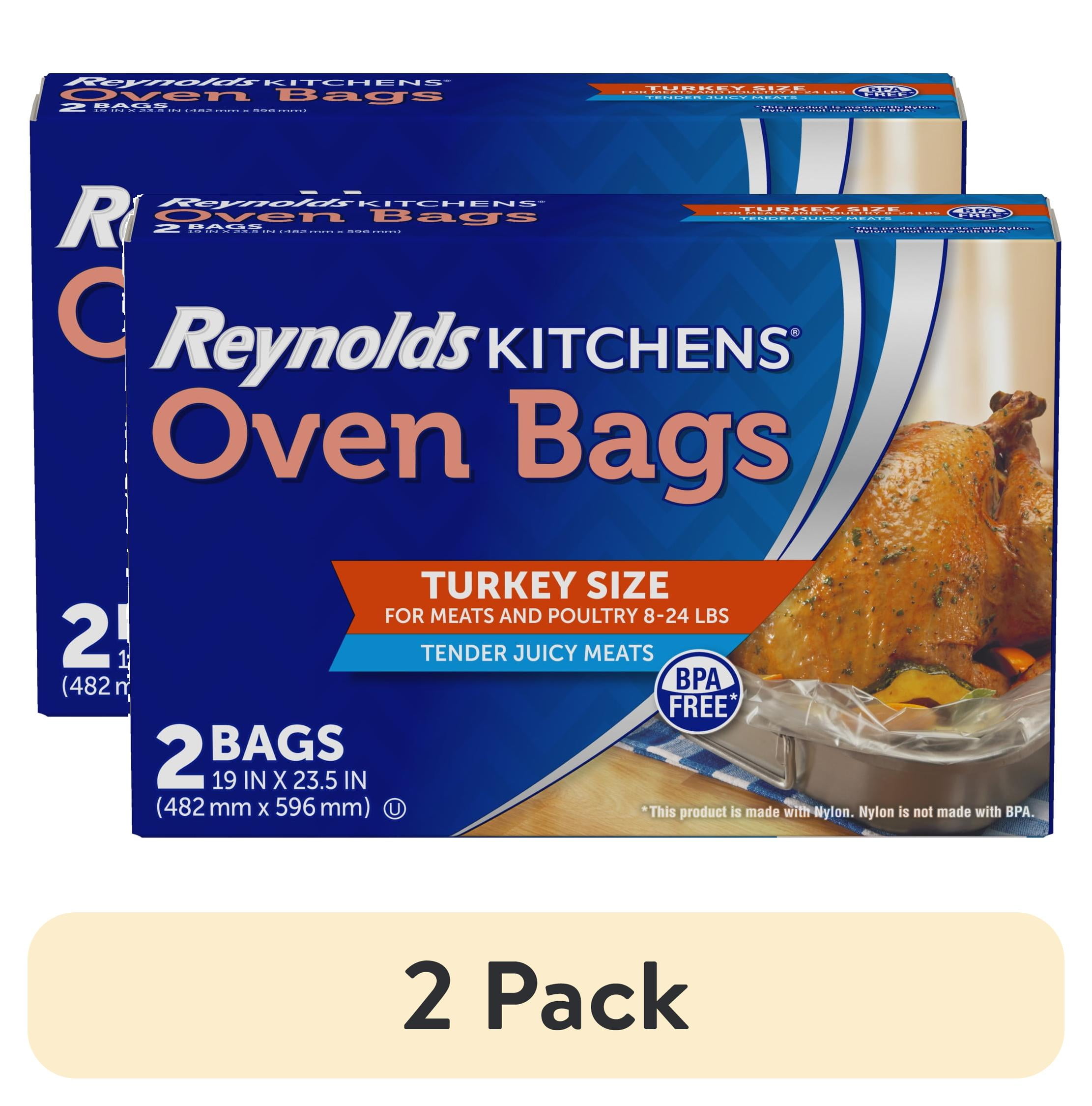 (2 pack) Reynolds Kitchens Turkey Size Oven Bags, Holds Up to 24 pounds ...
