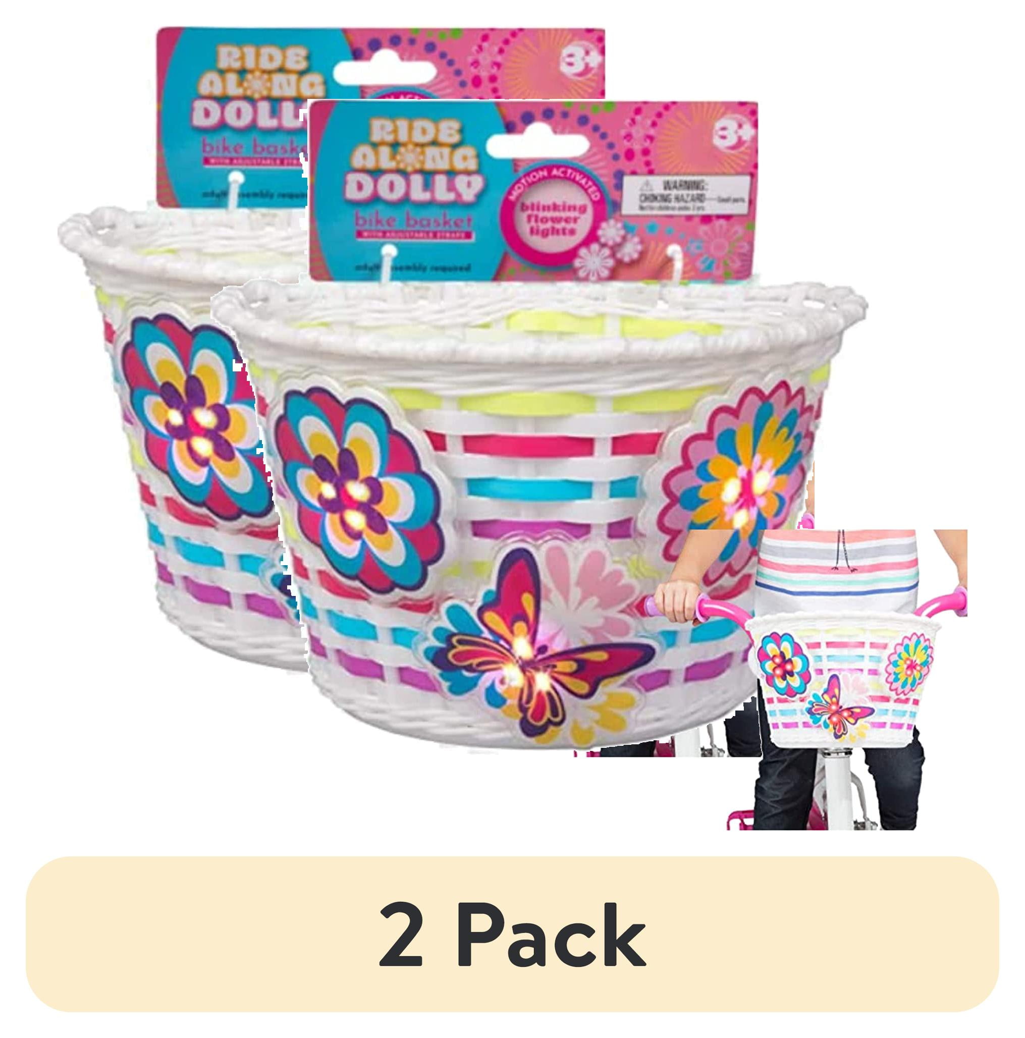 (2 pack) Ride Along Dolly Bike Basket w Lightups - Kids Bicycle Basket ...