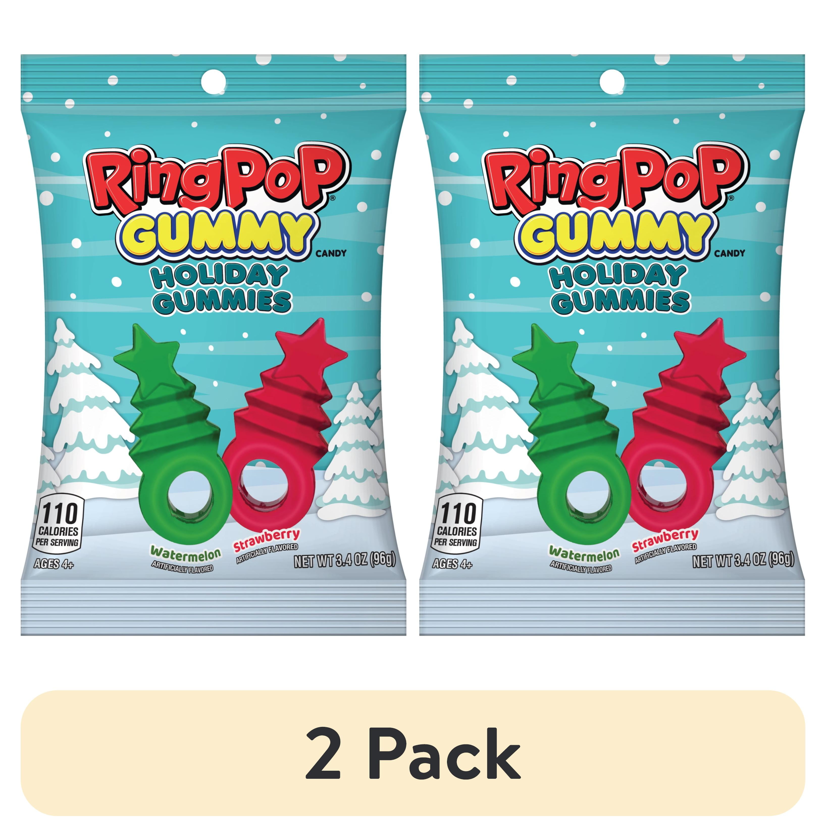 (2 pack) Ring Pop, Holiday Gummies, Strawberry and Watermelon Flavored ...