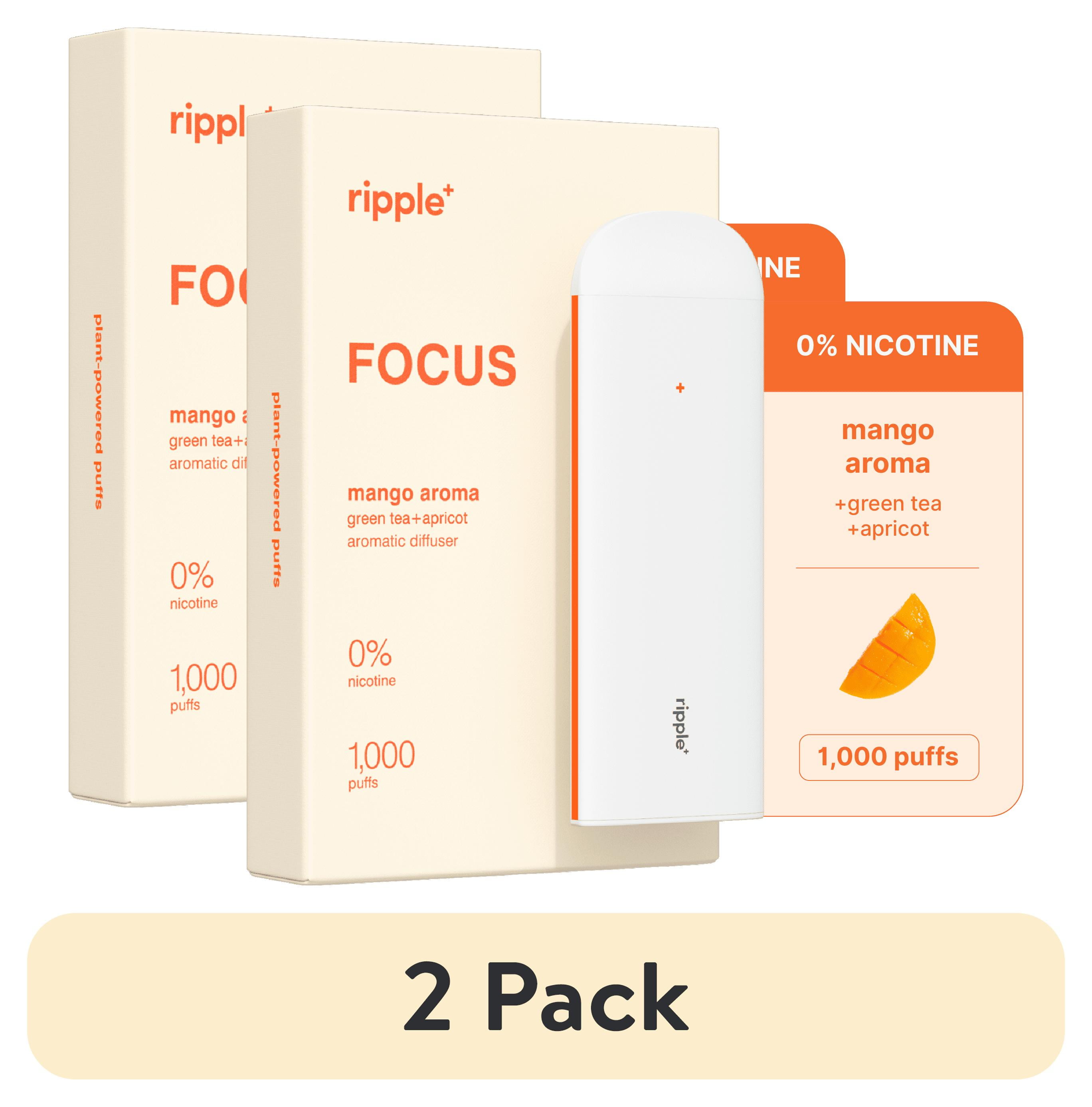 (2 pack) Ripple Mango Diffuser - 1,000 Puffs, 0% Nicotine, + Green Tea ...