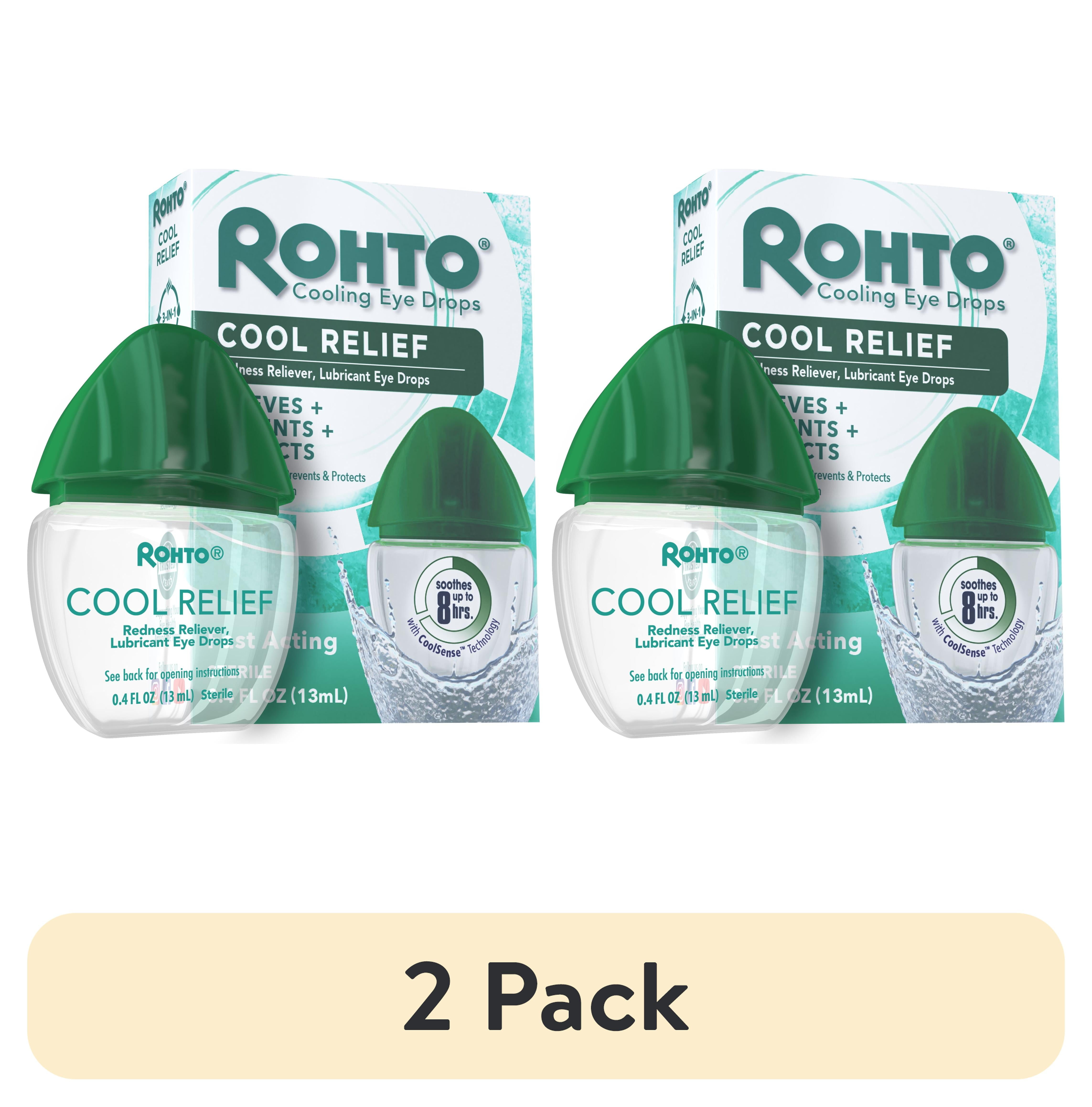 (2 pack) Rohto Cool Relief, Redness Reliever Lubricant Eye Drops, 0.4 ...