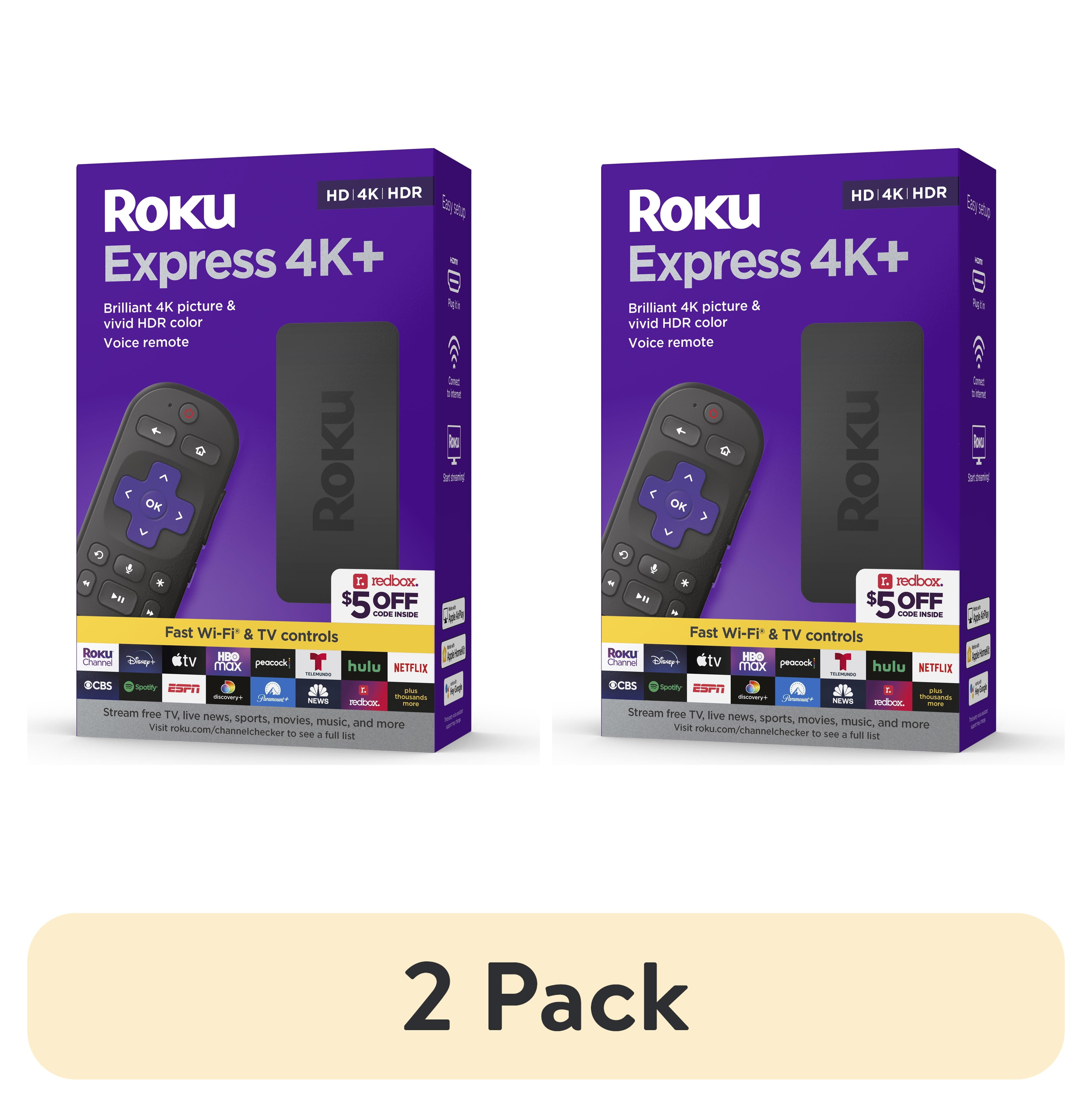 (2 pack) Roku Express 4K+ | Streaming Player HD/4K/HDR with Roku Voice ...