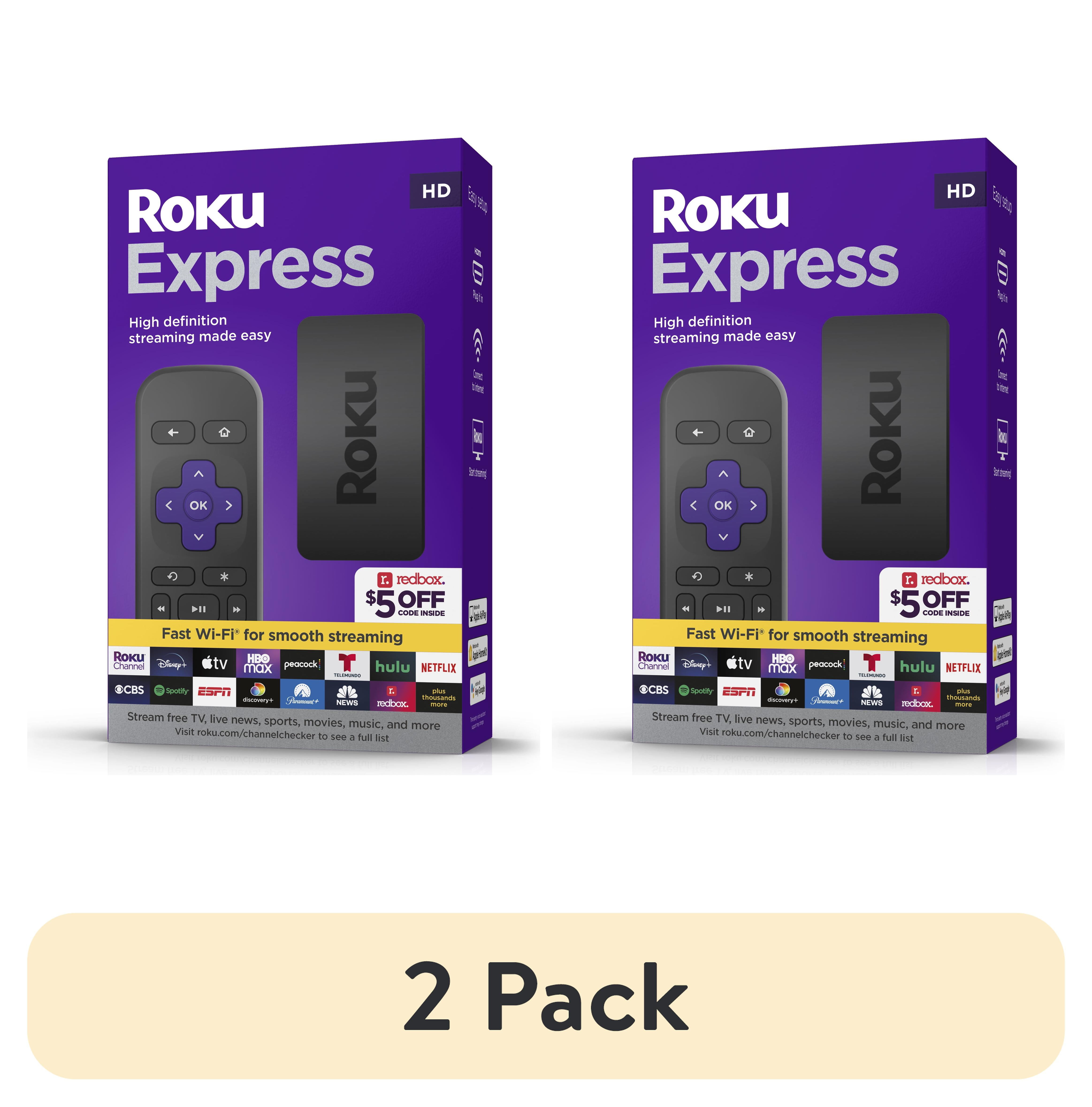 (2 pack) Roku Express HD Streaming Device with High-Speed HDMI Cable ...
