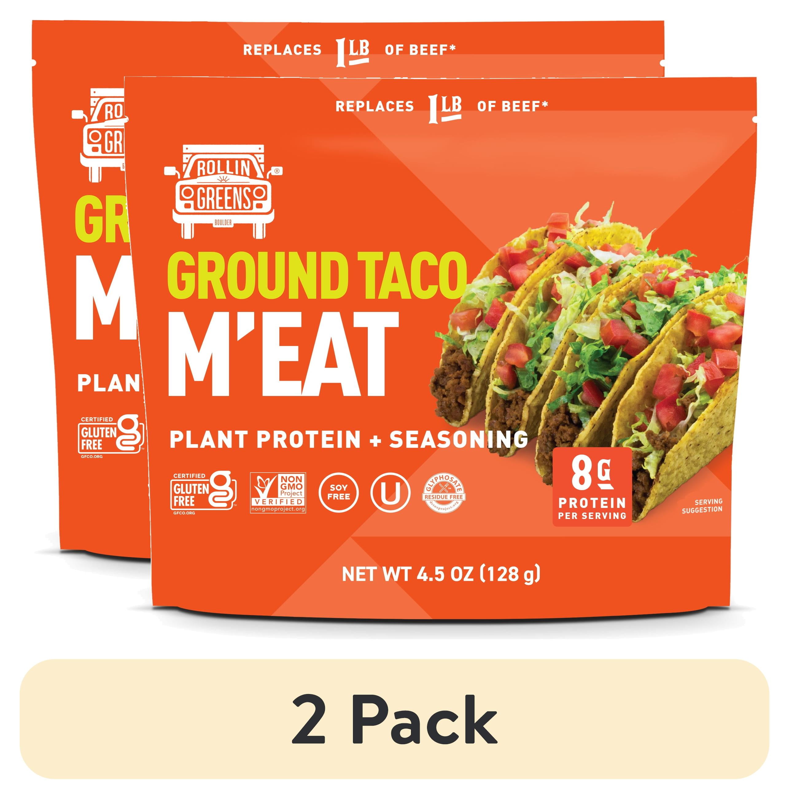 (2 pack) Rollingreens Plant-Based Ground Taco Protein 4.5 oz Pouch, 1 ...