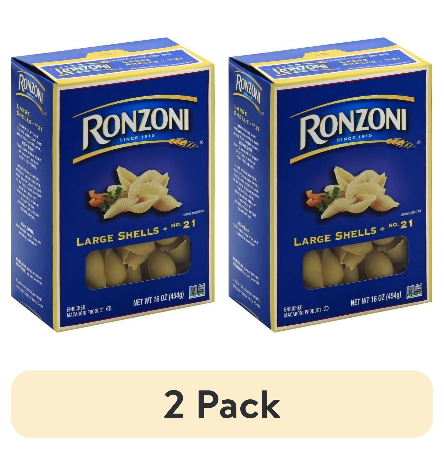 (2 pack) Ronzoni Large Shells No. 21 Pasta, 16 oz Shelf Stable ...