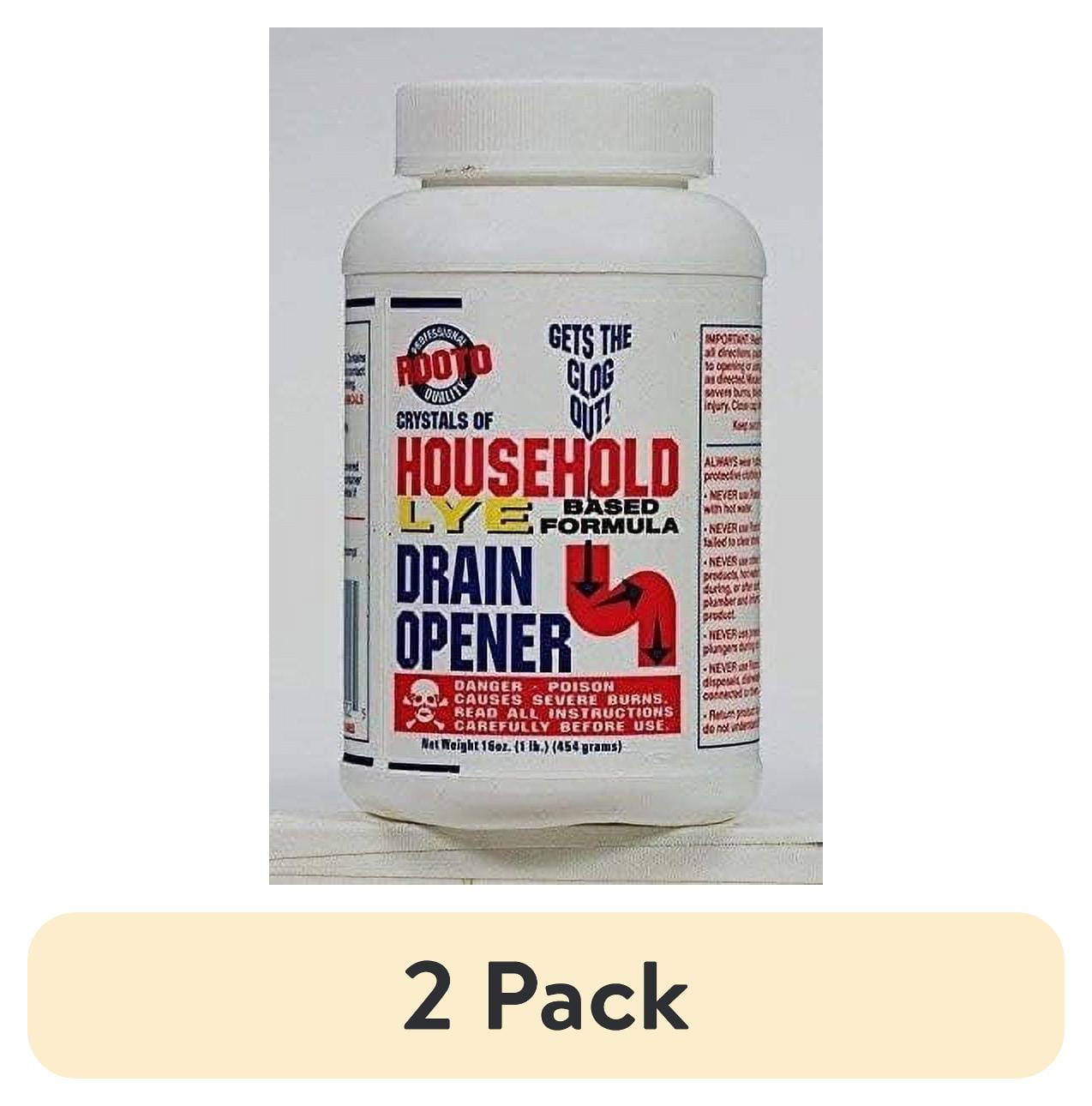 (2 pack) Rooto New Professional Crystals of Household 100% Lye Drain Opener 16oz 1 lb Sinks Tubs ...