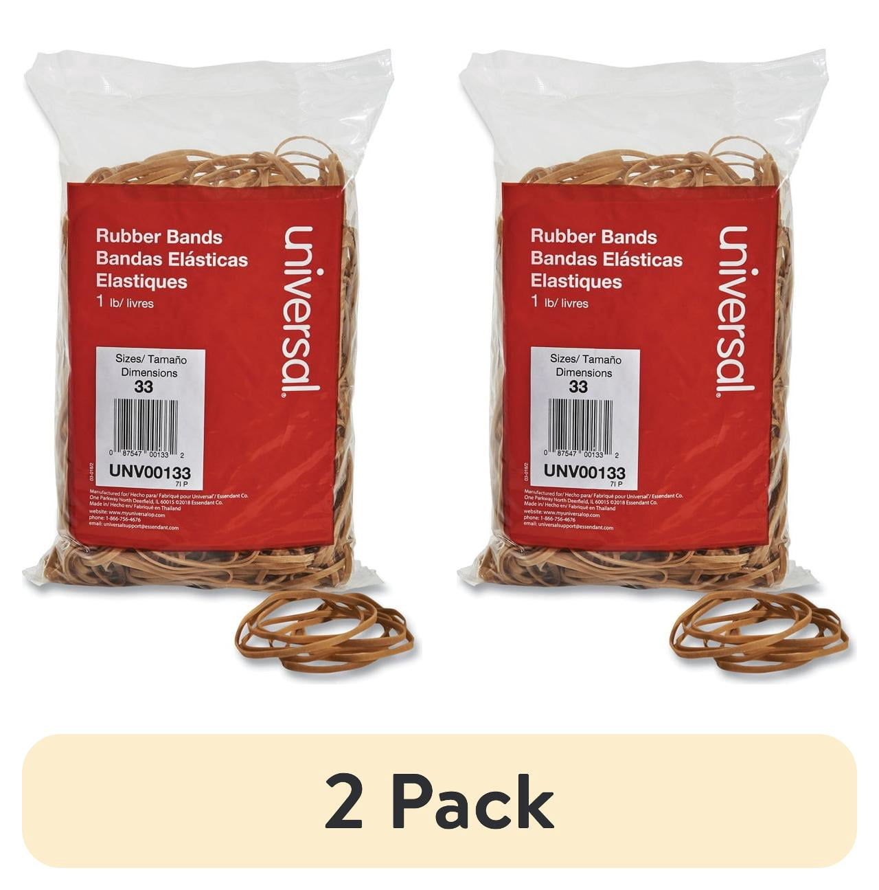 (2 pack) Universal UNV00133 0.04 in. Gauge Size 33 Rubber Bands - Beige ...