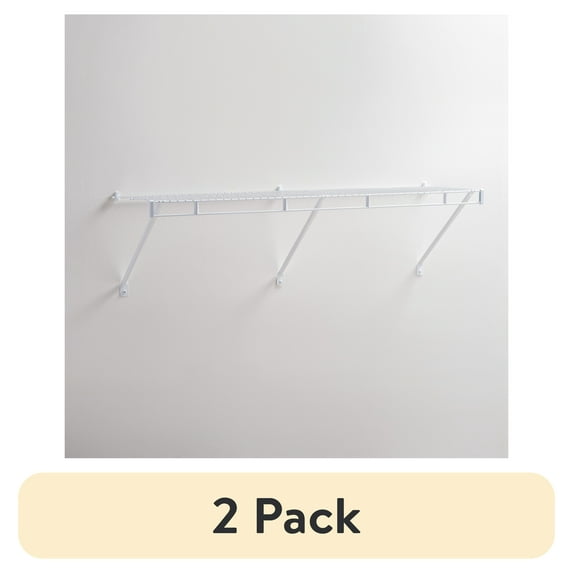 Rubbermaid 4' x 12" White Steel Wardrobe Shelf Kit with Hanging Rod and ...