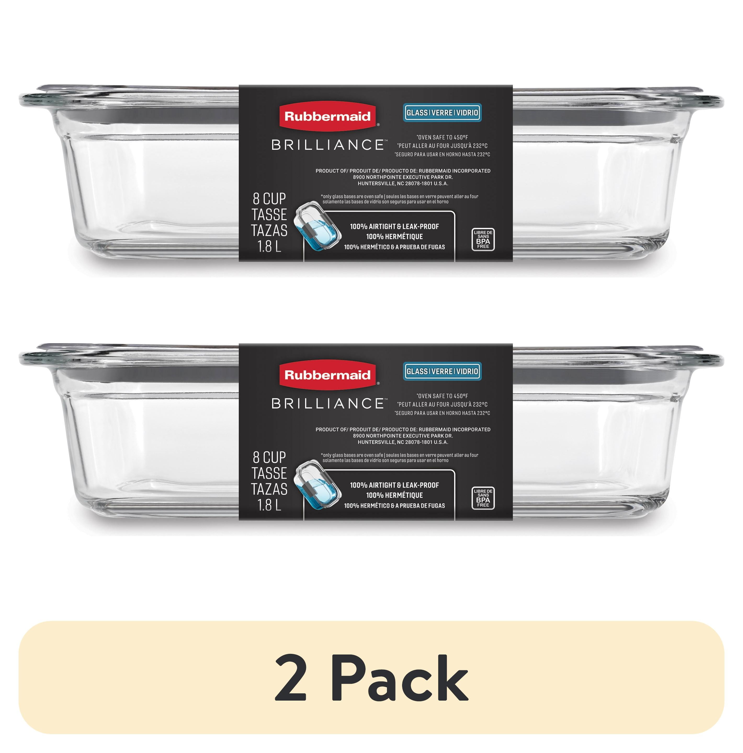 Rubbermaid Brilliance Glass Food Storage Container 8-Cup - Walmart.com