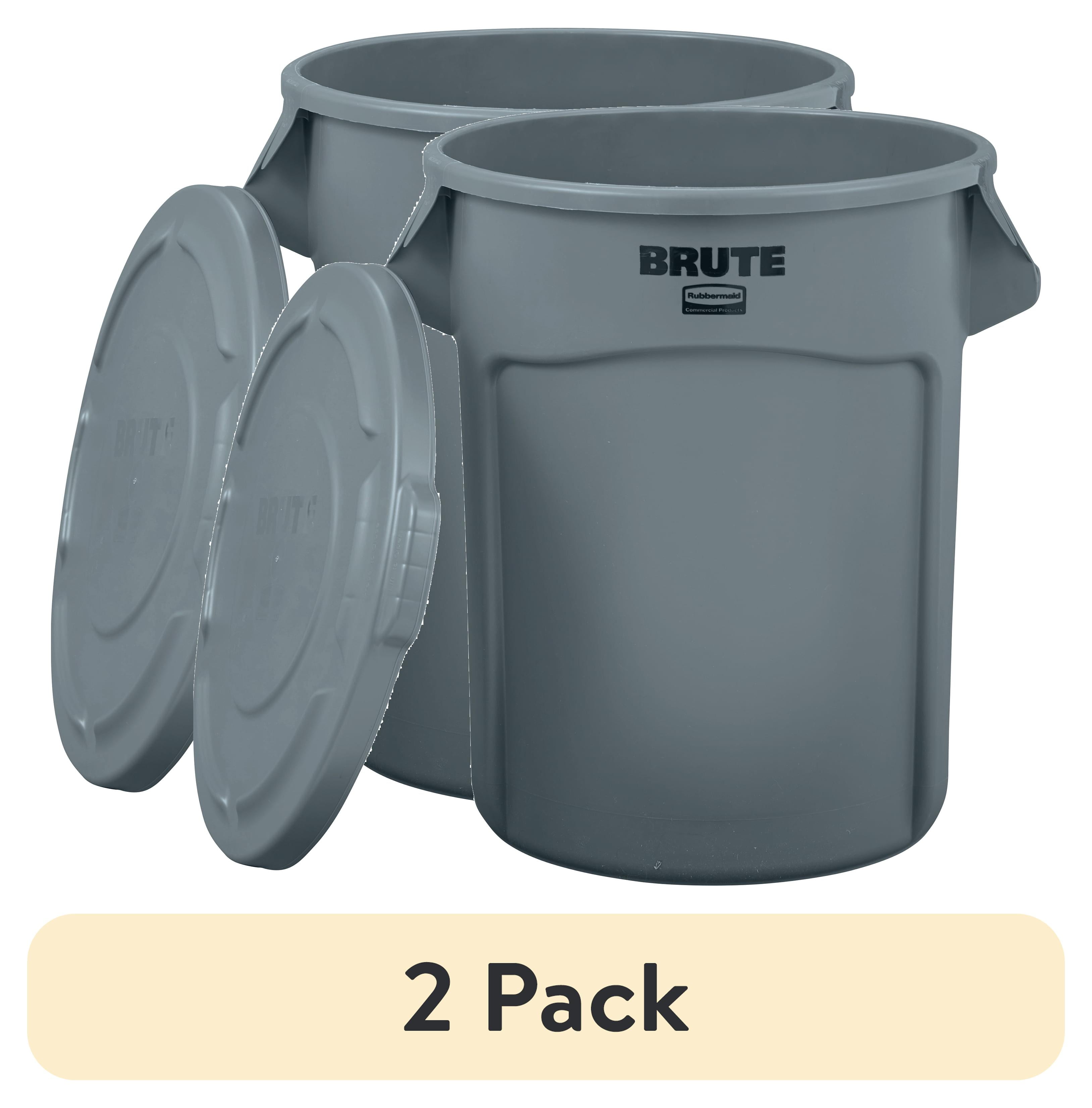 (2 pack) Rubbermaid Brute 32-Gallon Trash Can with Lid, Grey - Walmart.com
