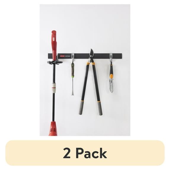 (2 pack) Rubbermaid Garage FastTrack 5-Piece Starter Kit, Black/Grey ...