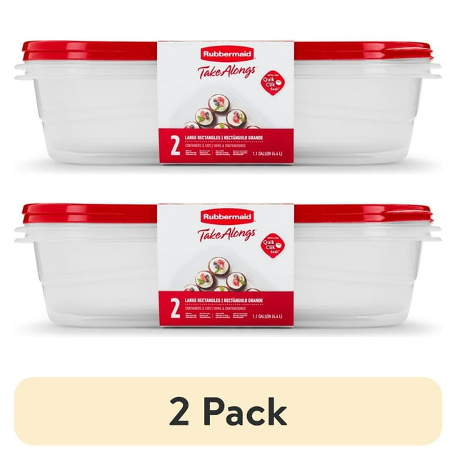 (2 pack) Rubbermaid TakeAlongs, 1 Gallon, 2 Packs, Red, Large ...