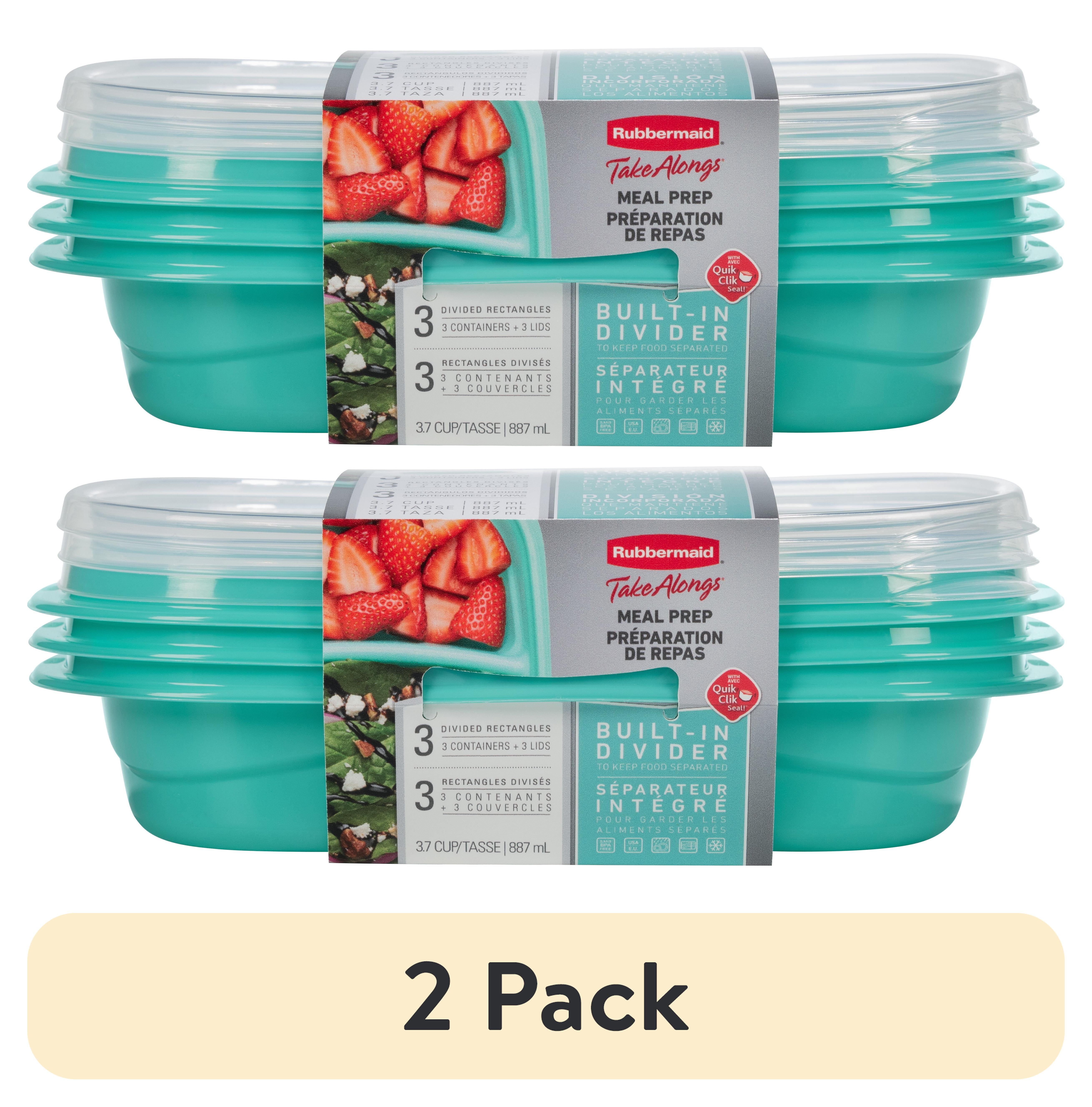 Rubbermaid TakeAlongs Food Storage Containers 3.7 Cup Divided 3-Pack ...