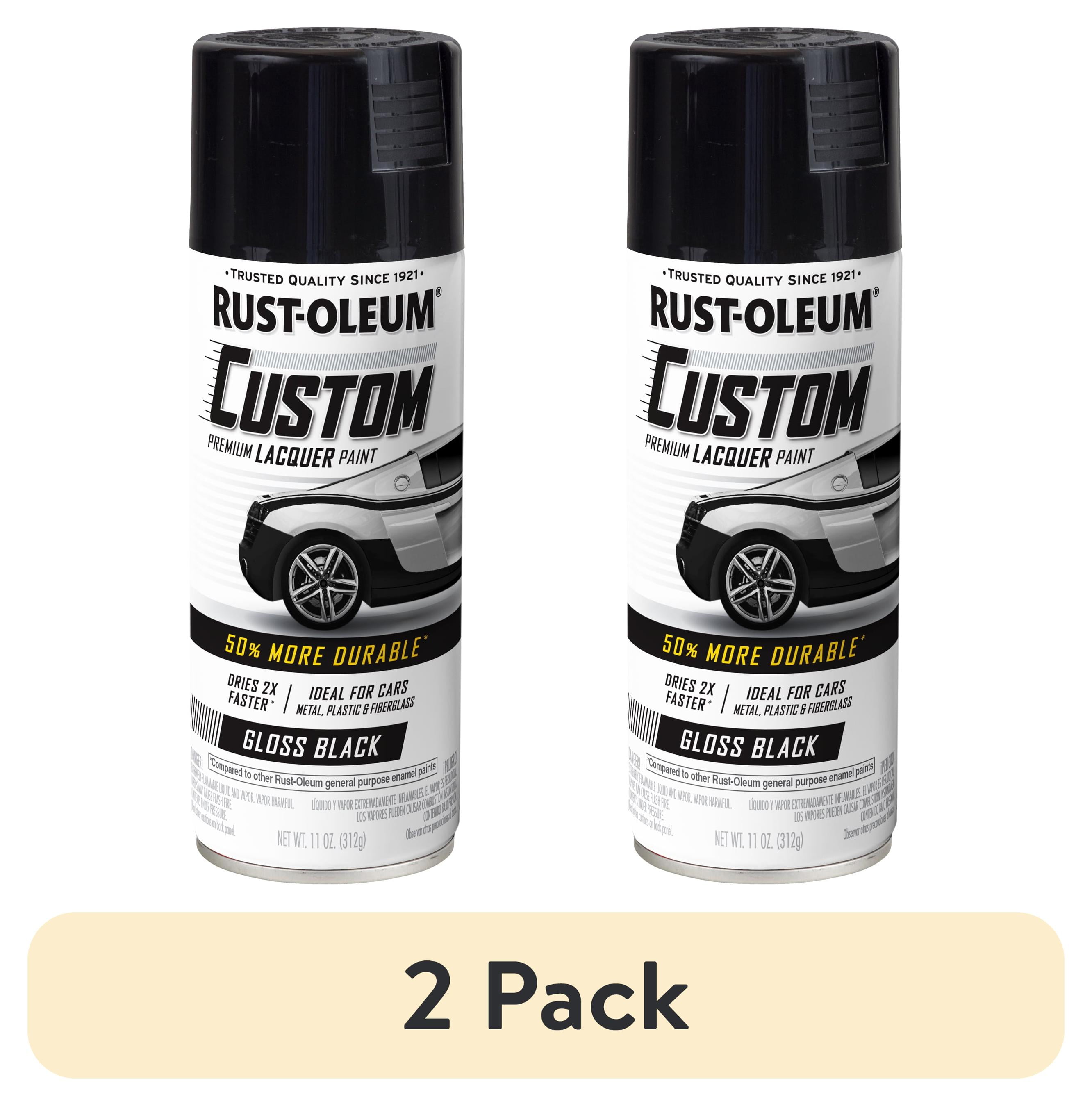 (2 pack) Rust-Oleum Automotive Custom Lacquer Gloss Spray Paint, Black ...