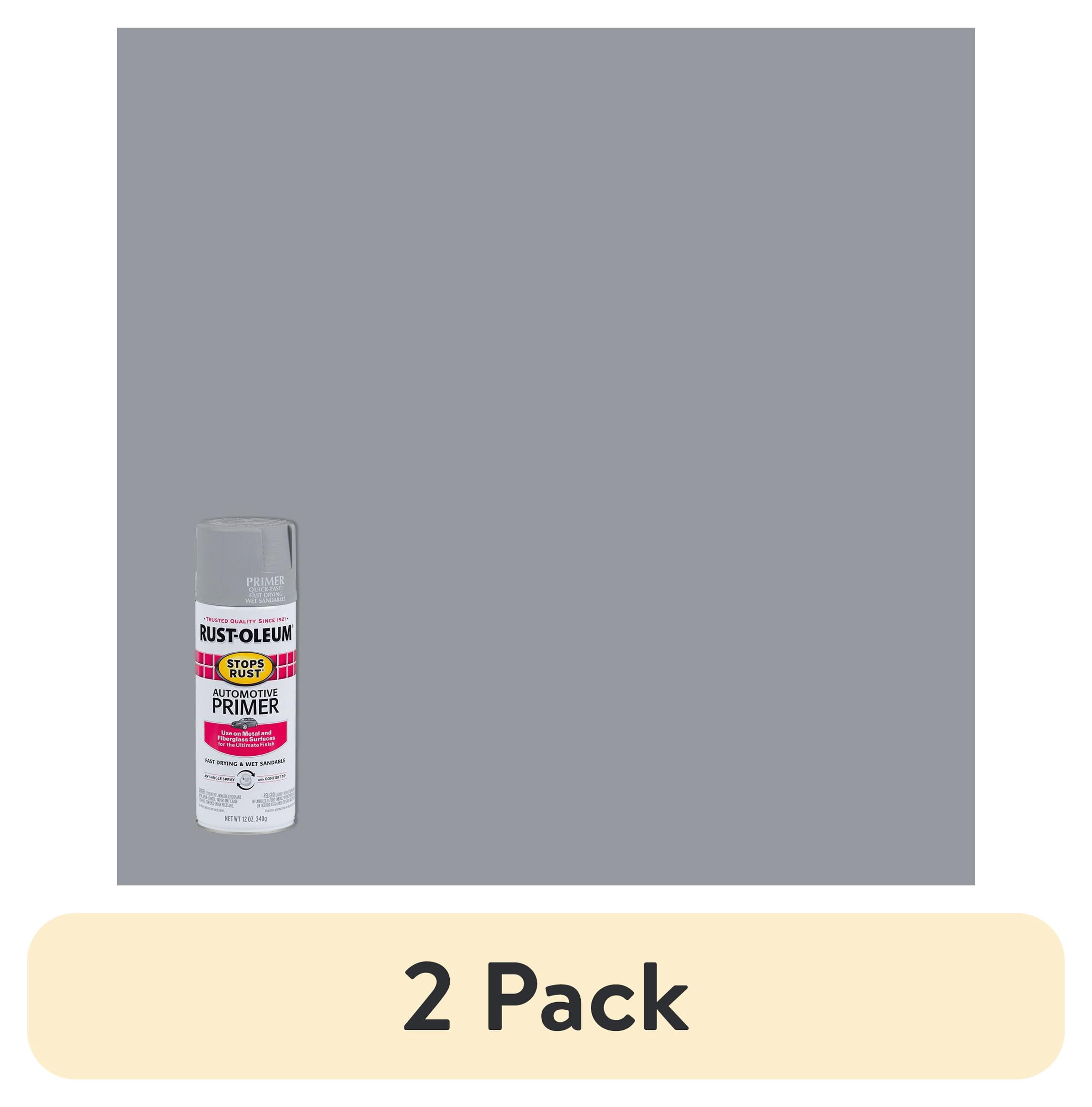 (2 pack) Rust-Oleum Stops Rust Automotive Primer Light Gray Flat 12 oz ...