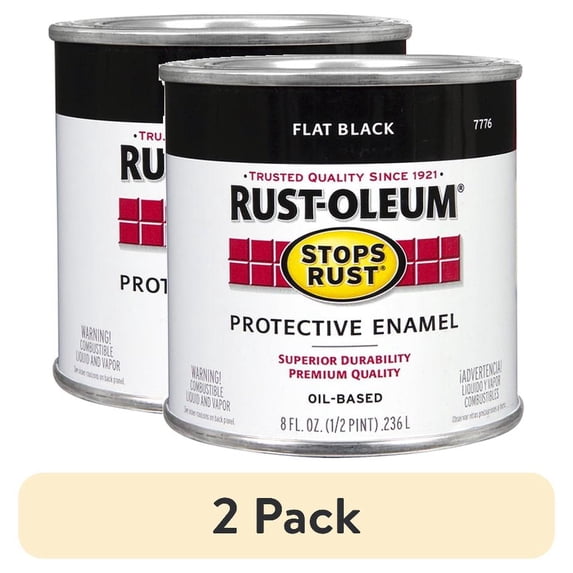 (2 pack) Rust-Oleum® Stops Rust® Flat Black Oil-Based Protective Enamel ...