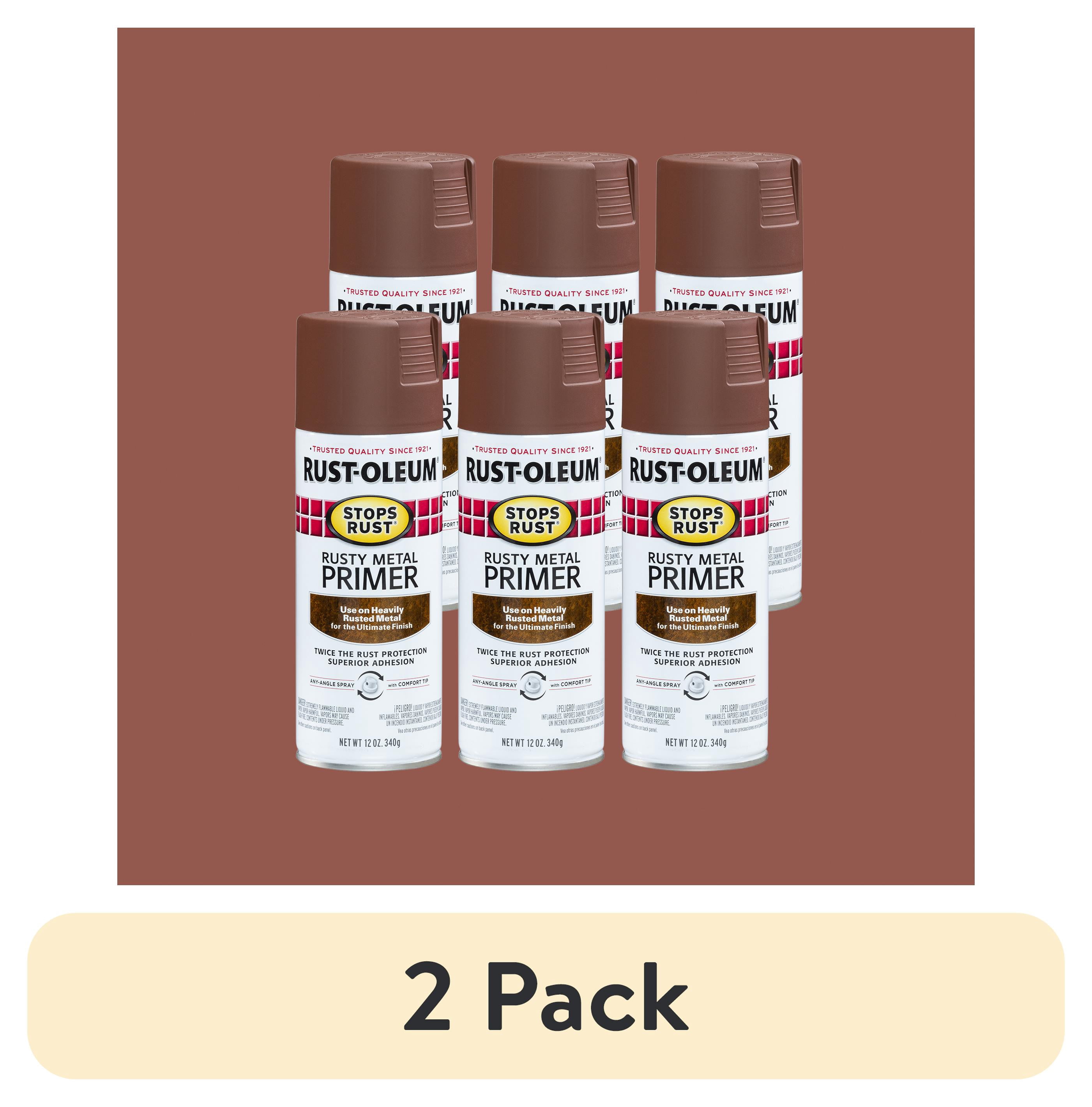 (2 pack) Rusty Metal Primer, Rust-Oleum Stops Rust Flat Spray Paint, 12 ...