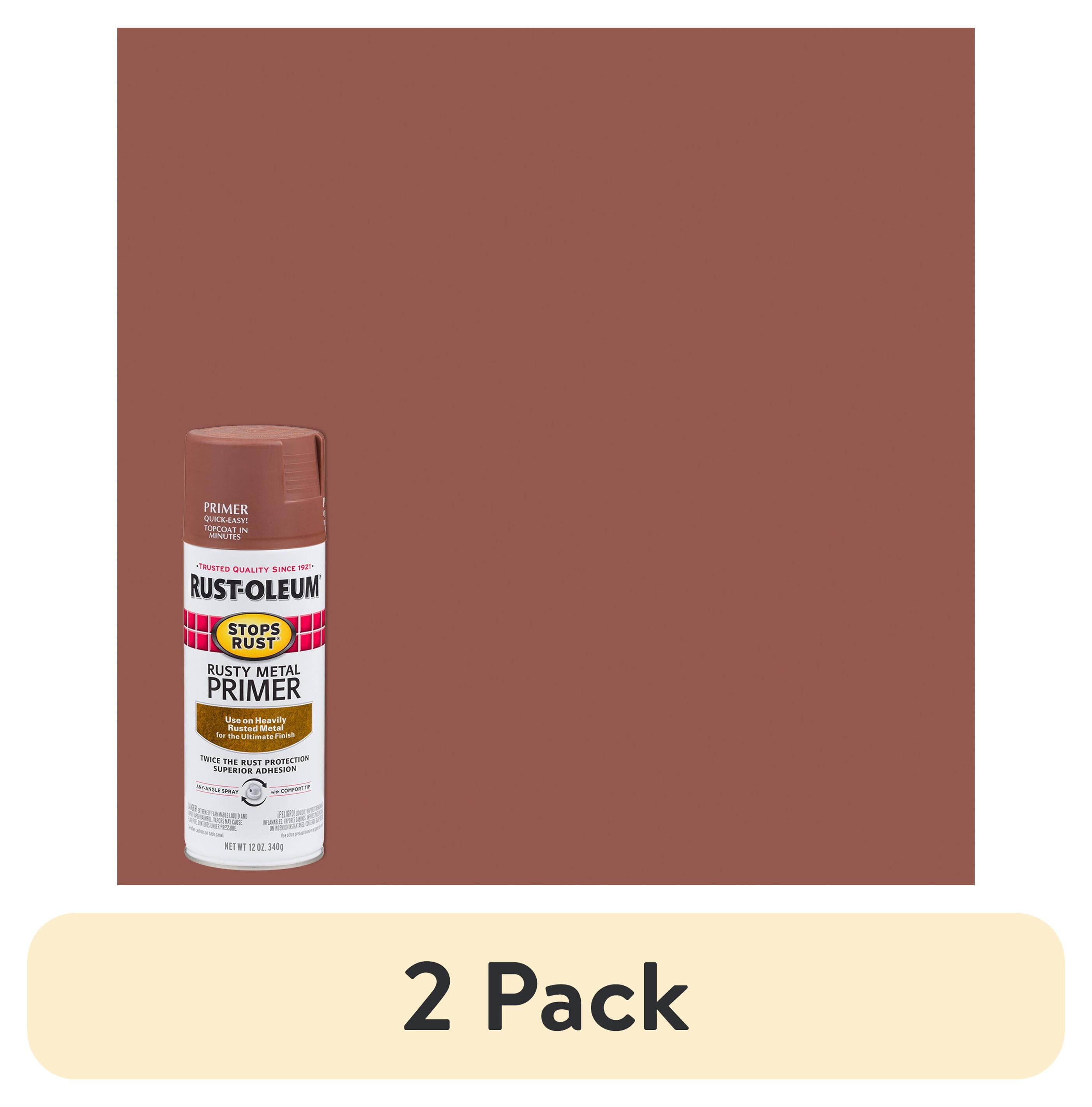 (2 pack) Rusty Metal Primer, Rust-Oleum Stops Rust Flat Spray Paint, 12 ...